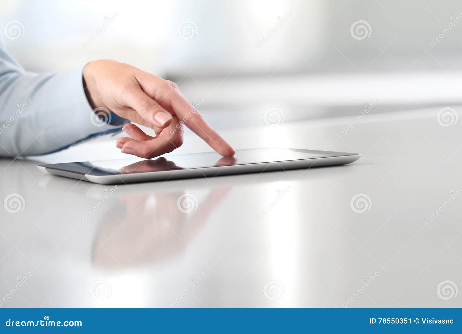 Hand Touching Screen Tablet Stock Image - Image of media, point: 78550351