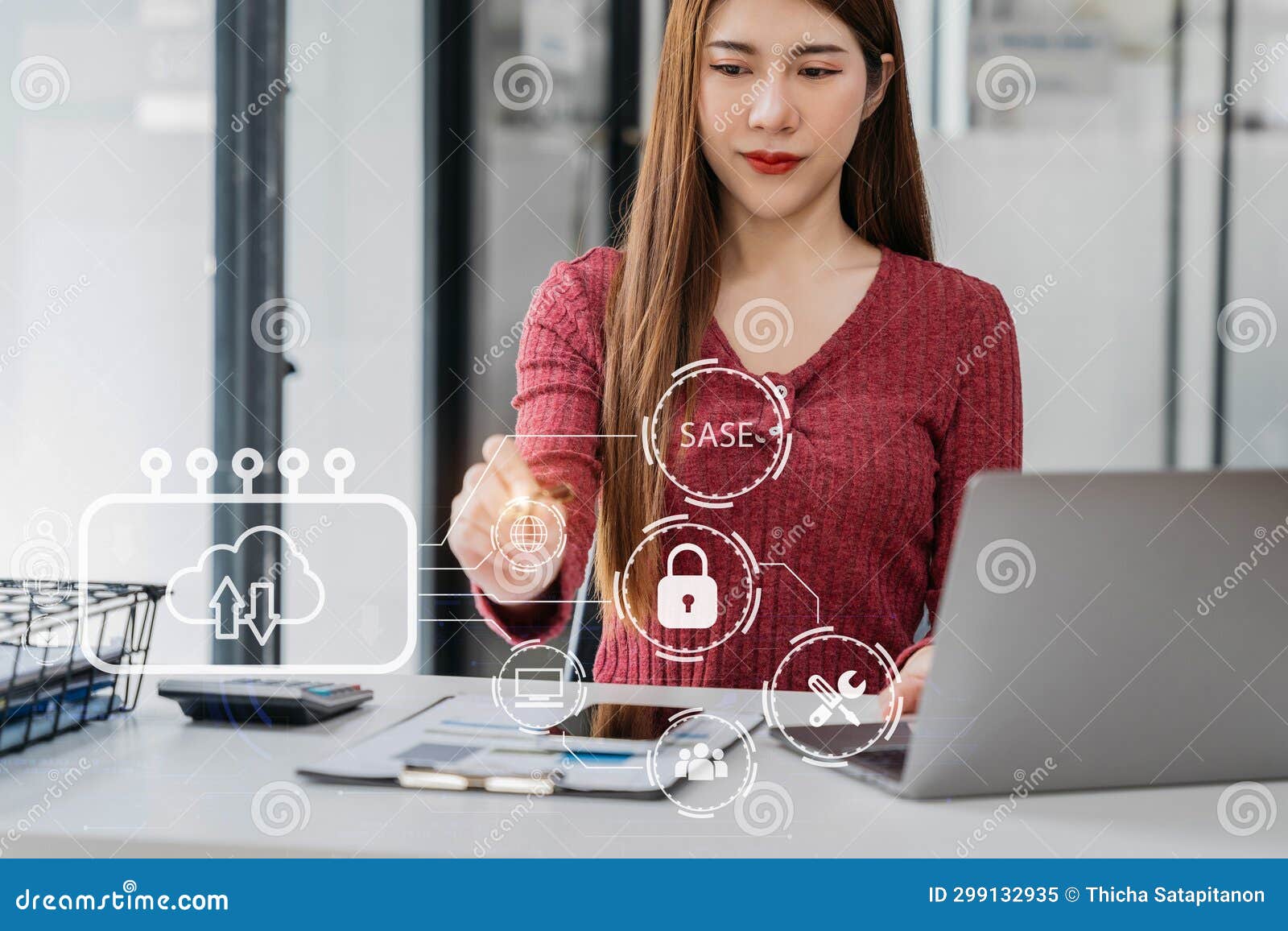 Hand Touching Secure Access Service Edge Icon on Smartphone Virtual ...