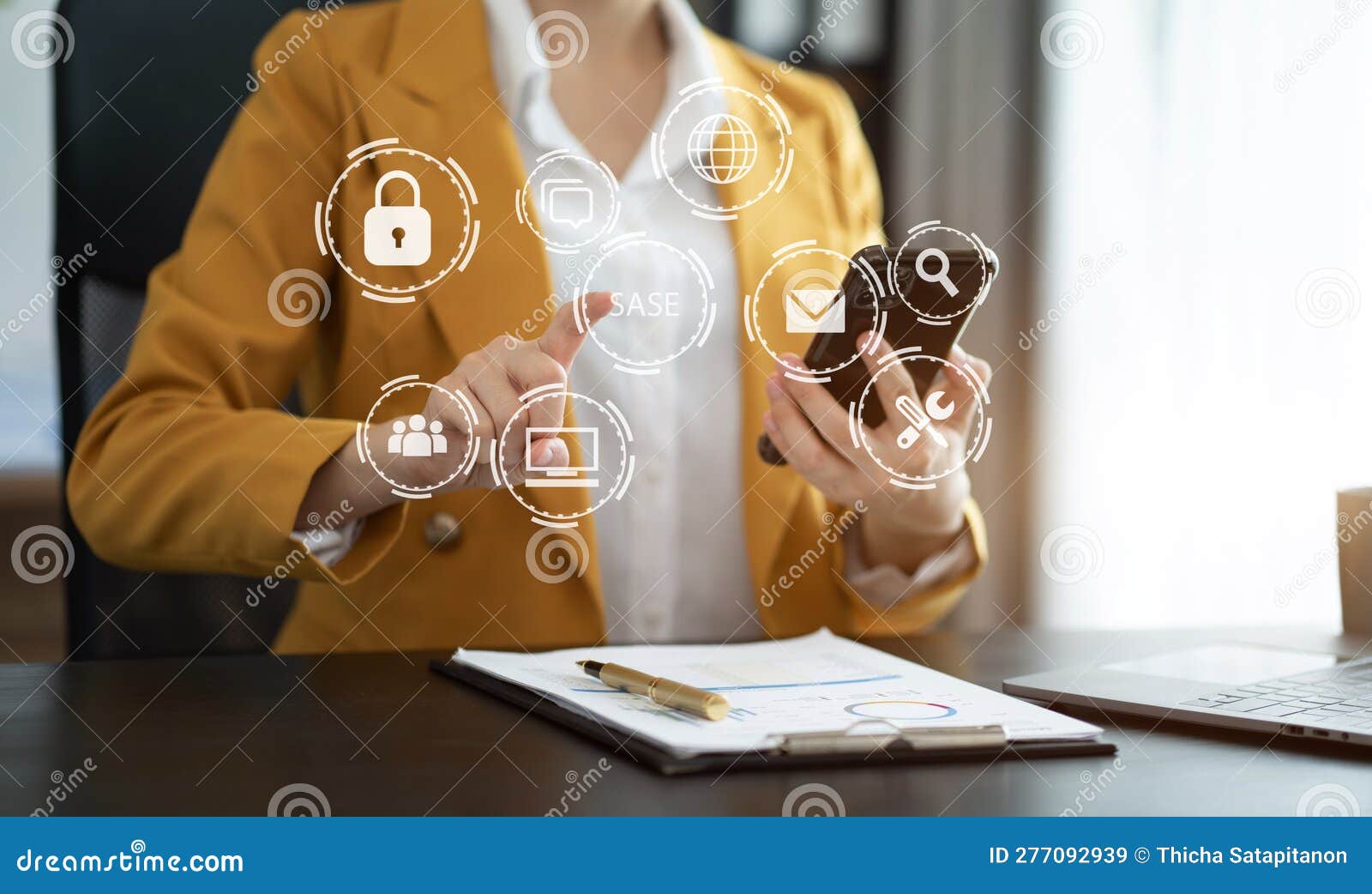 Hand Touching Secure Access Service Edge Icon on Virtual Screen ...