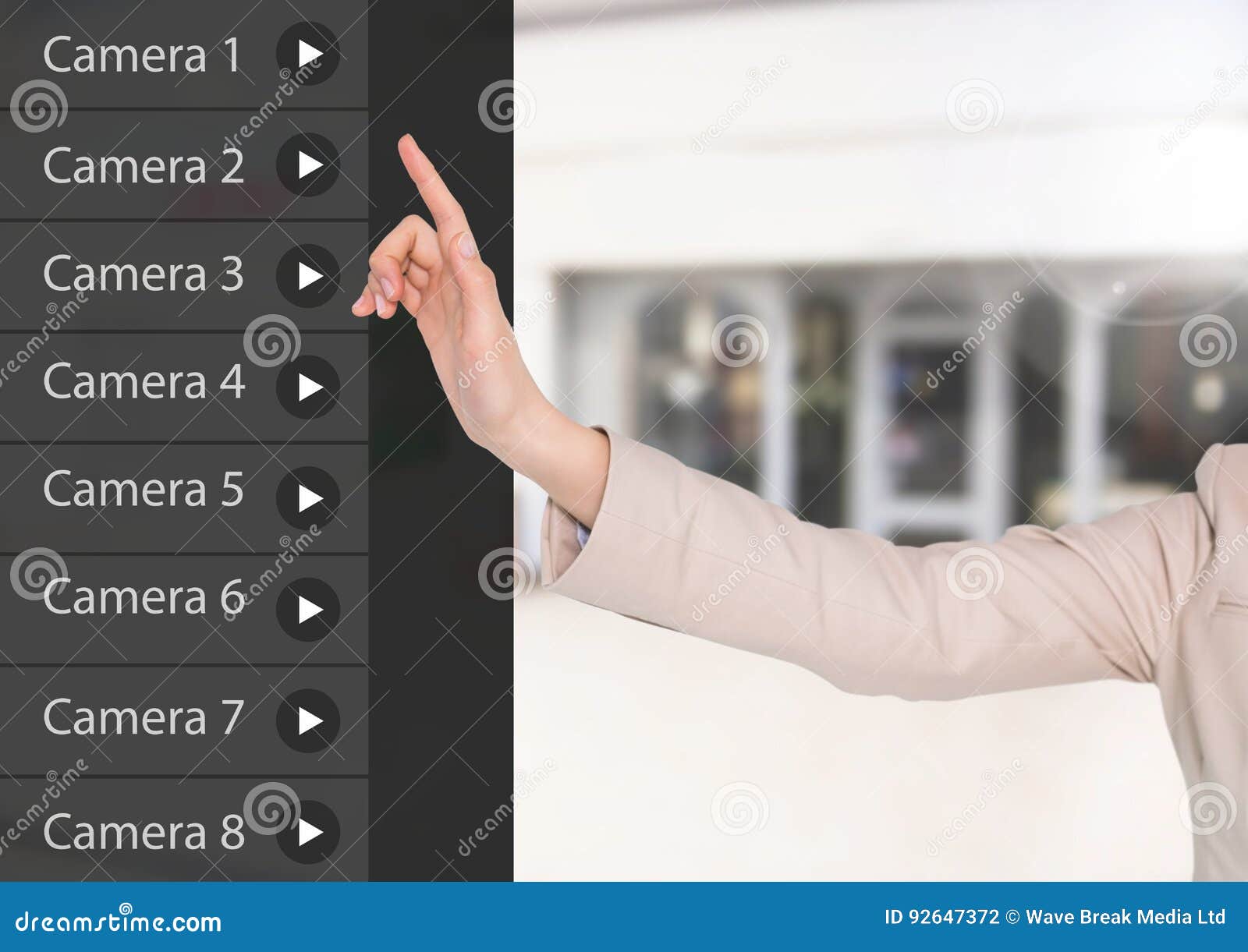 Hand Touching Security Camera App Interface Shop Front Stock Photo ...