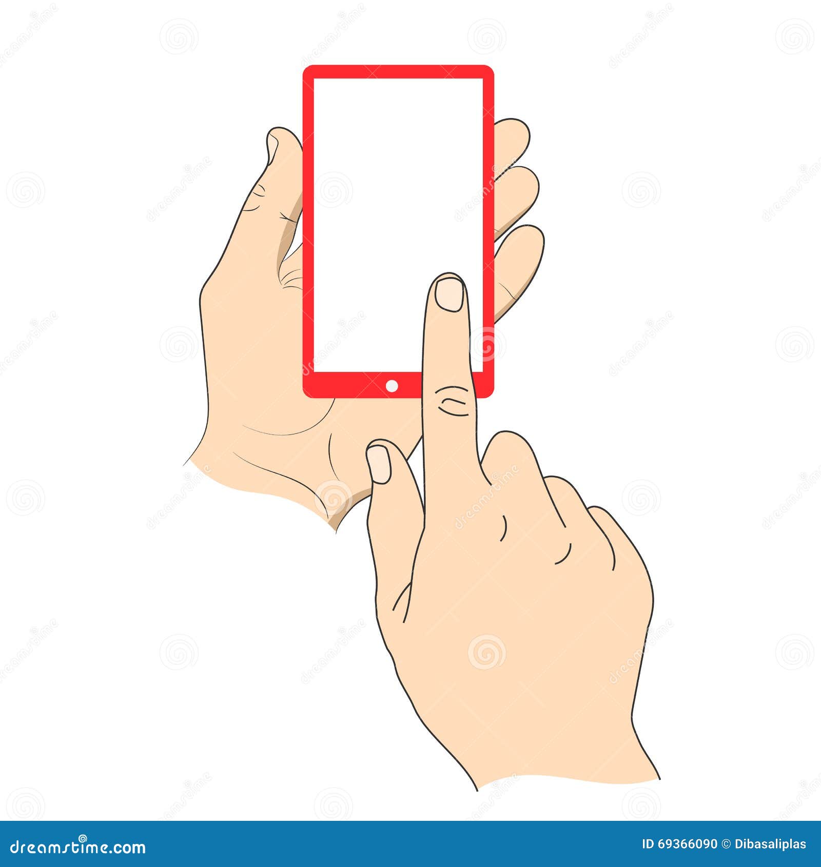 Hand touching smartphone . stock vector. Illustration of cellphone ...