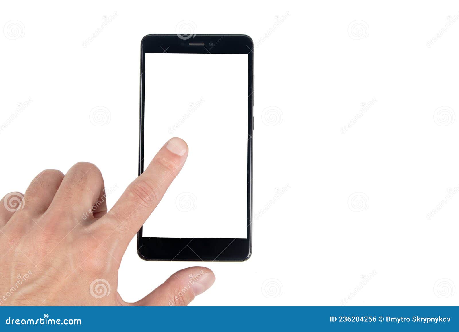 Hand Touching Smartphone Screen Isolated on White, Mock Up Phone Mobile ...