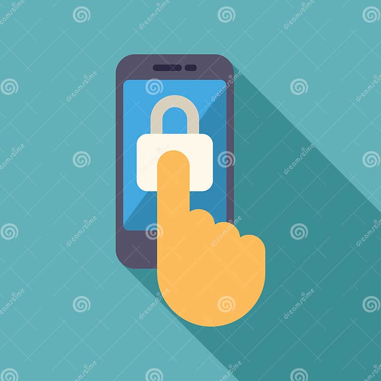 Hand Touching Smartphone Screen with Lock Icon for Mobile Security ...