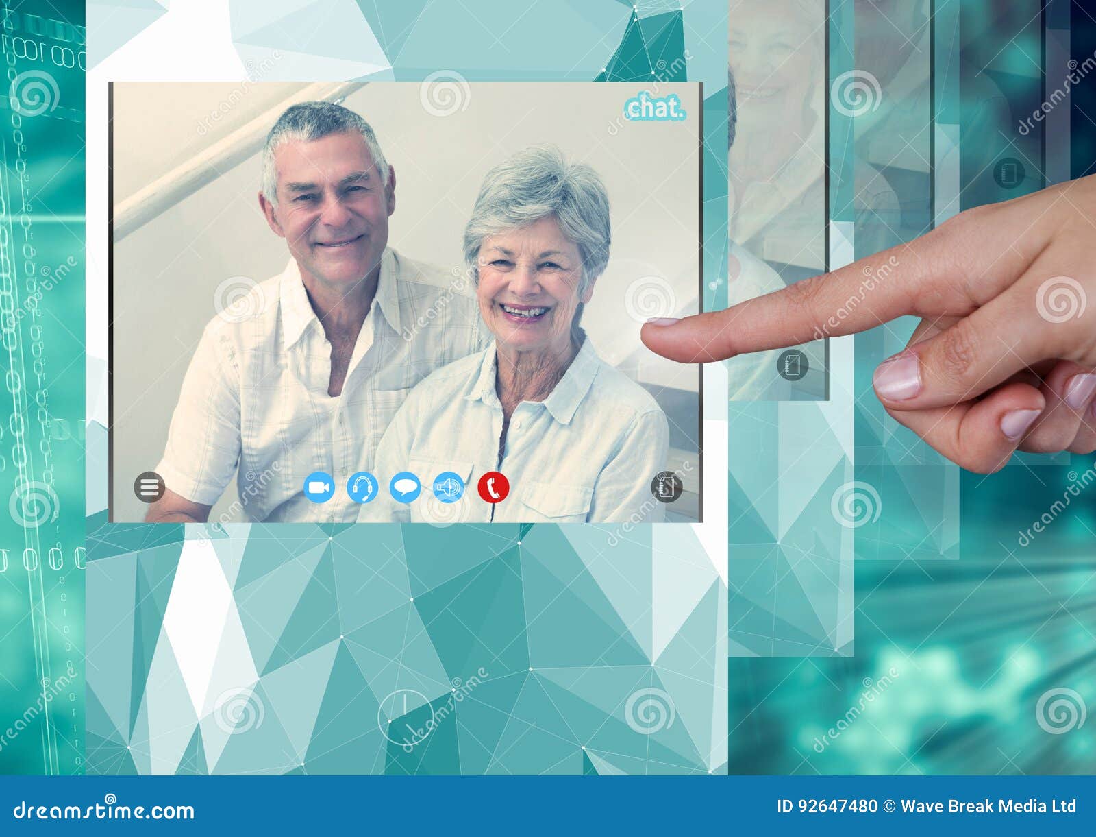 Hand Touching Social Video Chat App Interface Stock Illustration ...