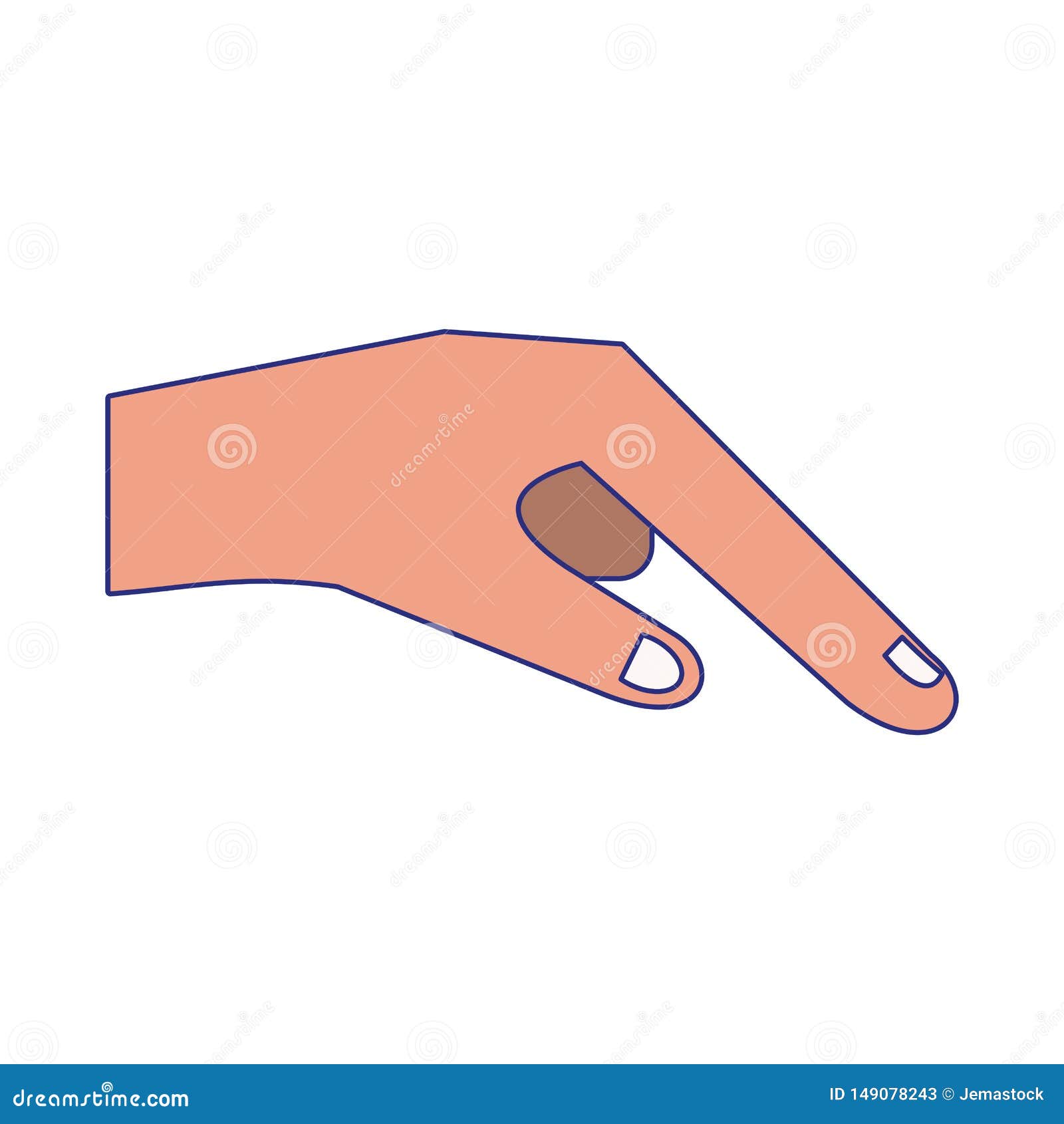 Hand Touching Something Cartoon Isolated Blue Lines Stock Vector ...