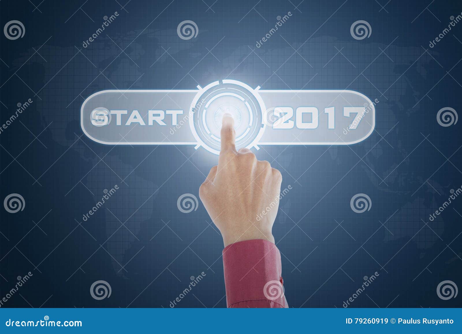 Hand Touching Start Button with 2017 Stock Illustration - Illustration ...