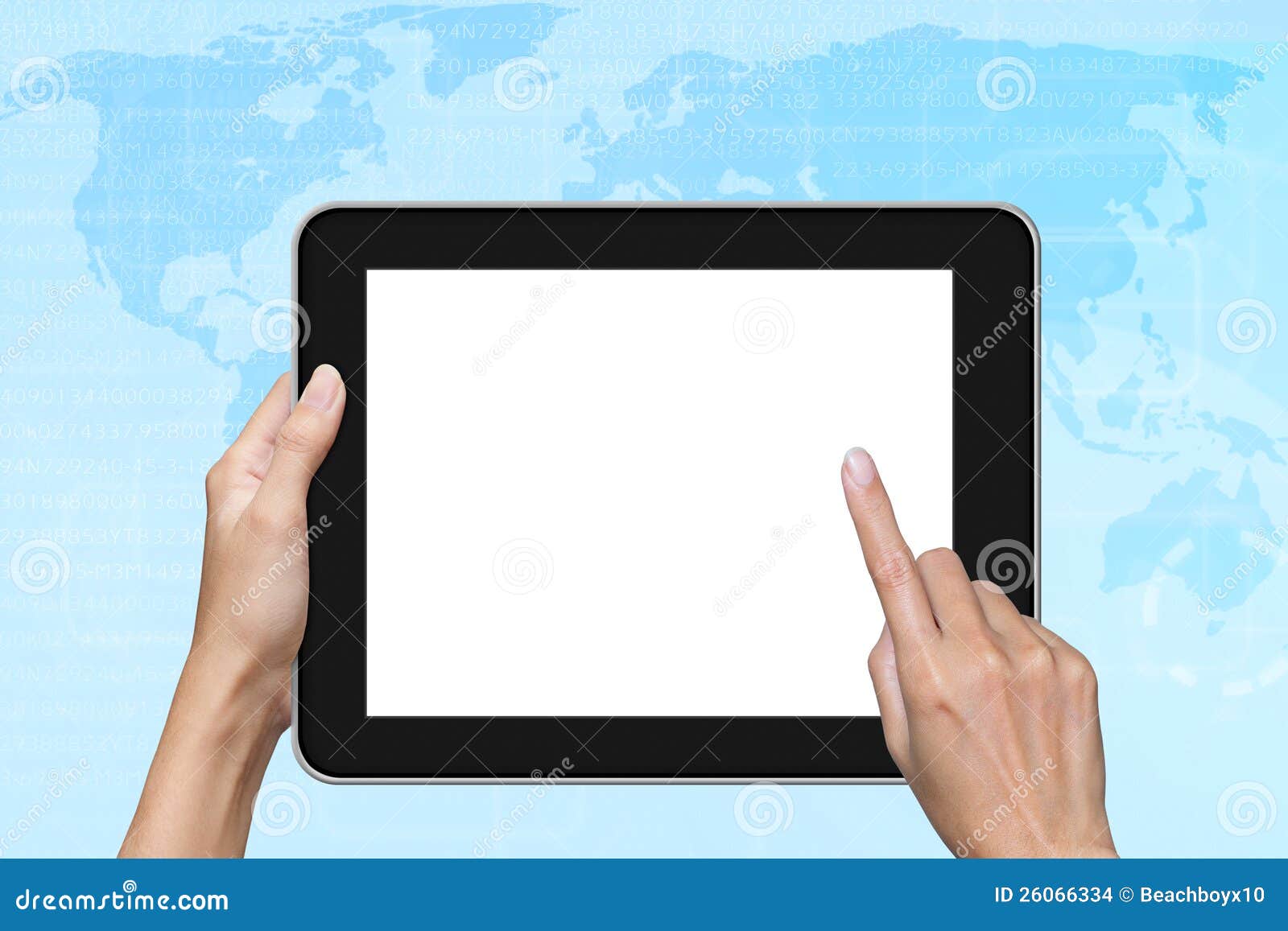 Hand Touching Tablet Pc Screen. Stock Photo - Image of monitor ...