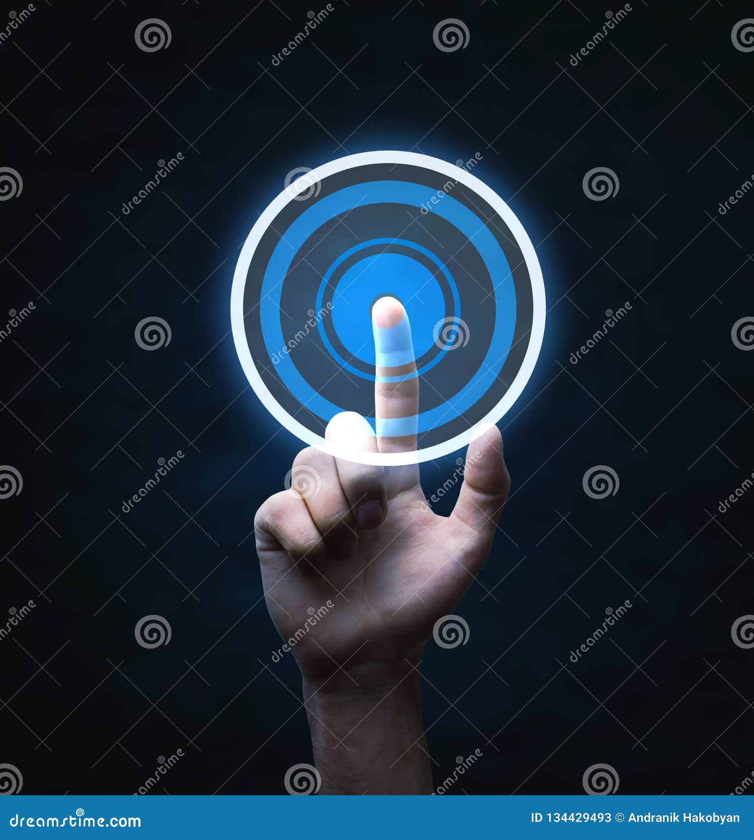 Hand Touching on Target Goal. Stock Image - Image of leadership ...