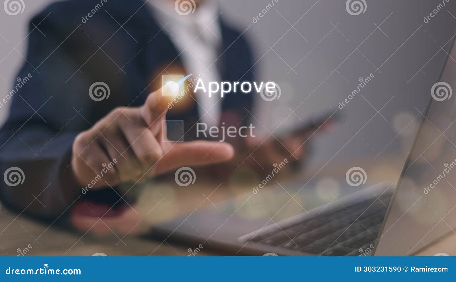 Hand Touching To Tick Correct Sign Mark Symbol for Project Approval and ...