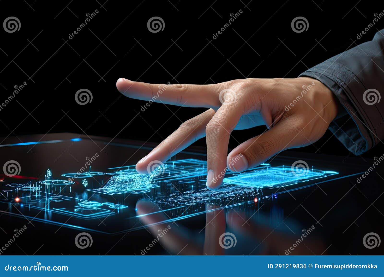 Hand Touching Touch Screen of High Tech Device Stock Illustration ...