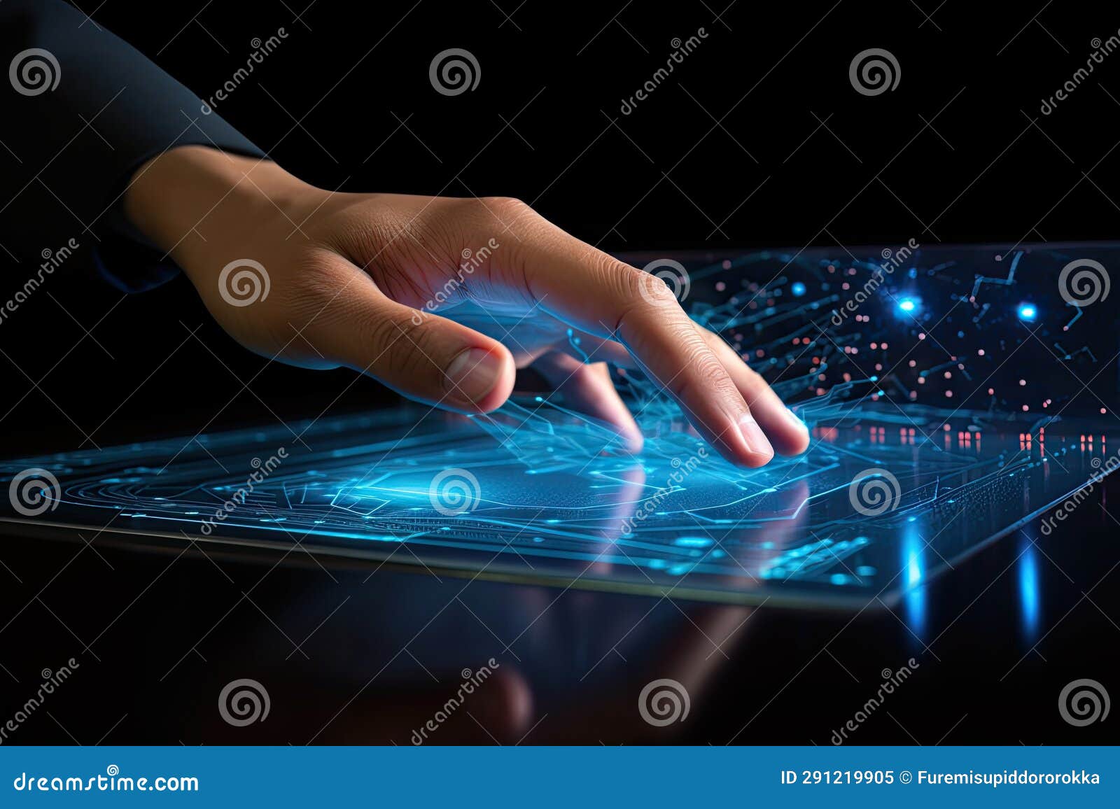 Hand Touching Touch Screen of High Tech Device Stock Illustration ...