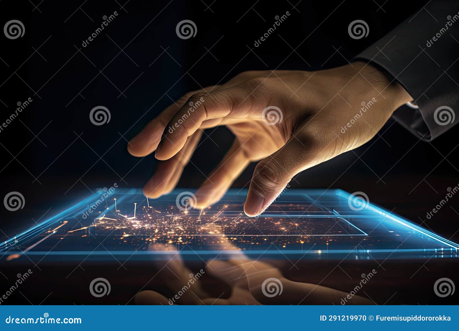 Hand Touching Touch Screen of High Tech Device Stock Illustration ...