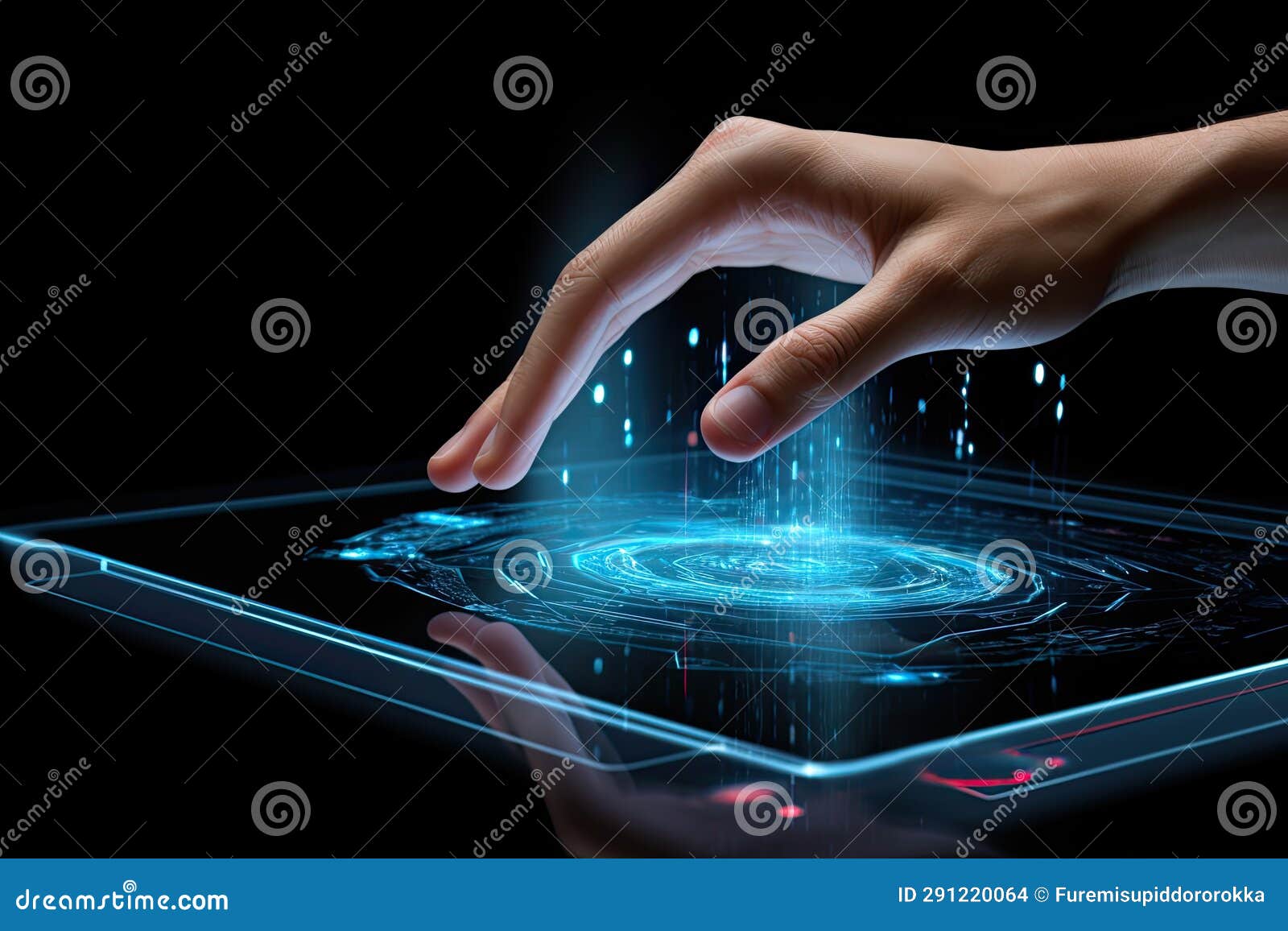 Hand Touching Touch Screen of High Tech Device Stock Illustration ...