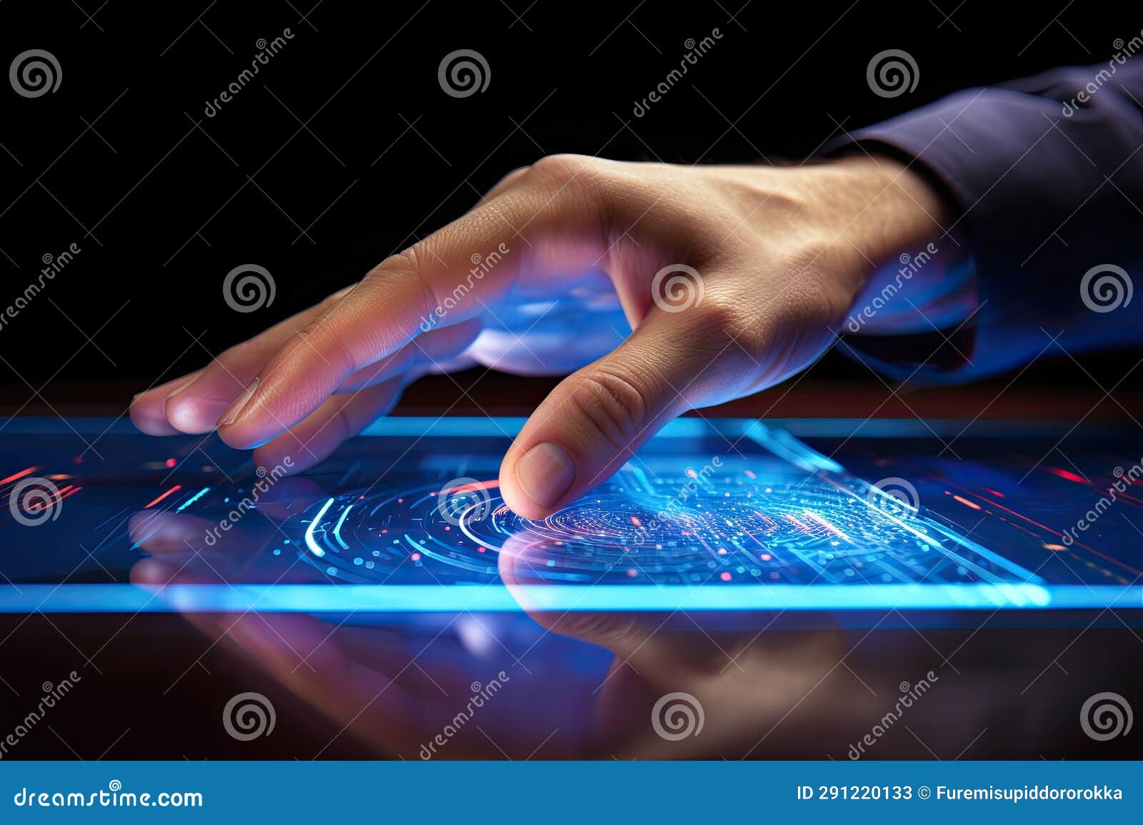 Hand Touching Touch Screen of High Tech Device Stock Illustration ...