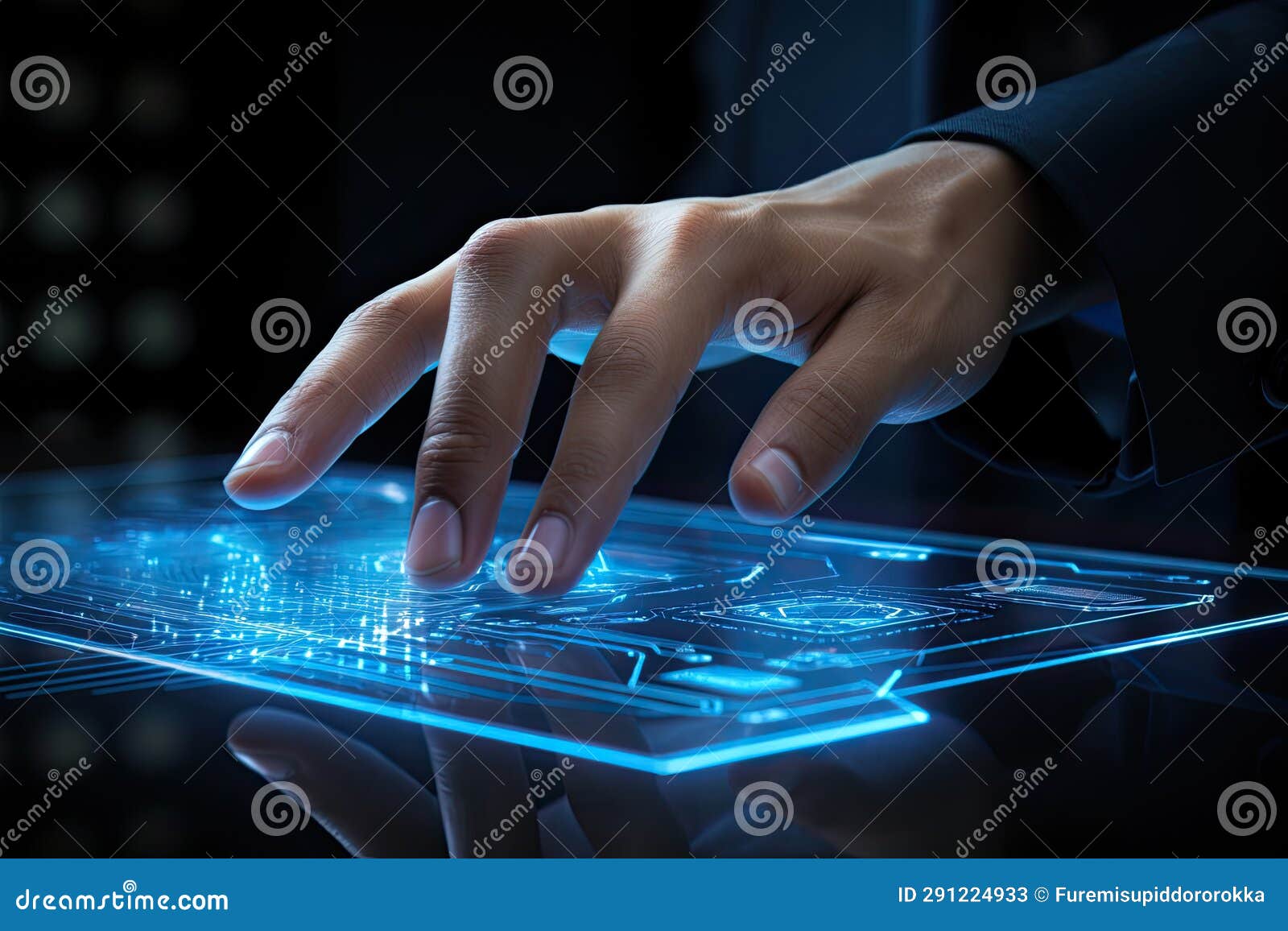 Hand Touching Touch Screen of High Tech Device Stock Illustration ...