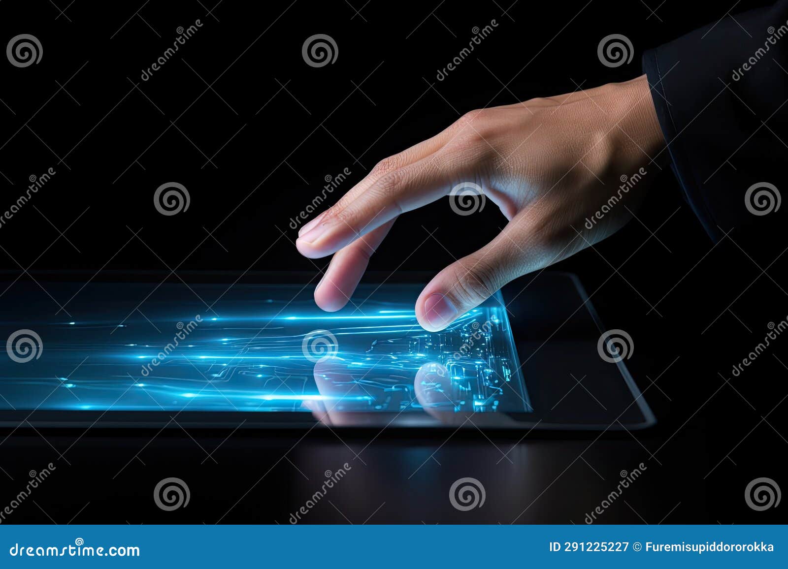 Hand Touching Touch Screen of High Tech Device Stock Illustration ...