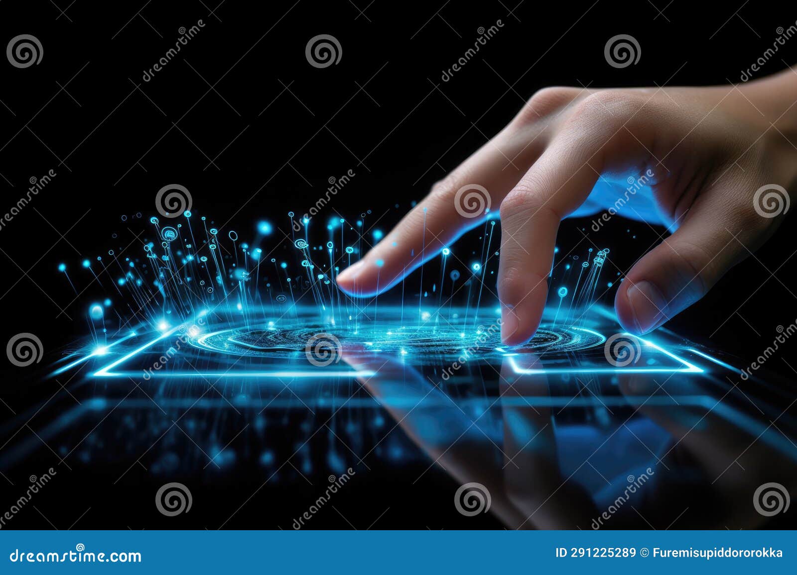 Hand Touching Touch Screen of High Tech Device Stock Illustration ...