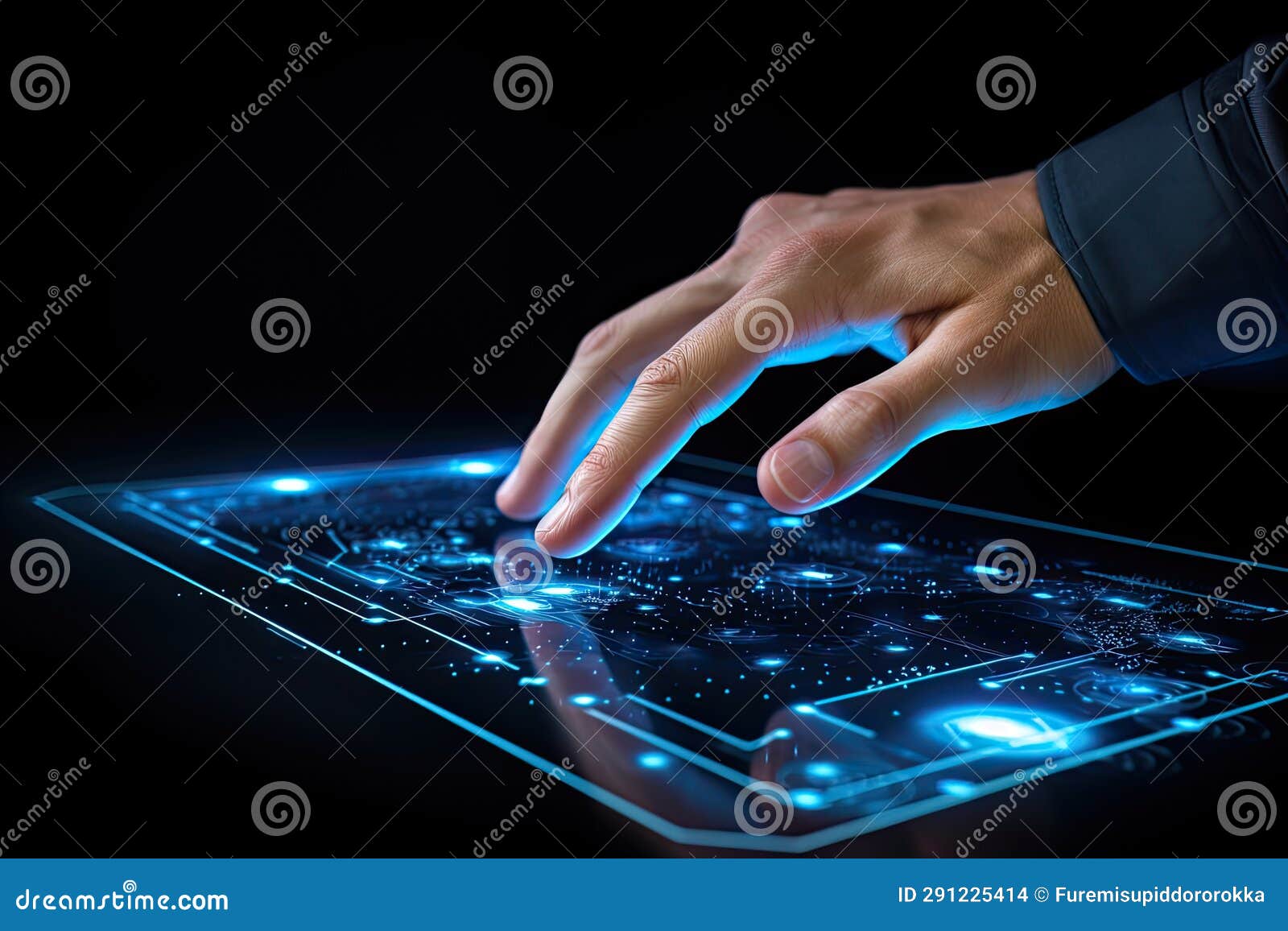 Hand Touching Touch Screen of High Tech Device Stock Illustration ...