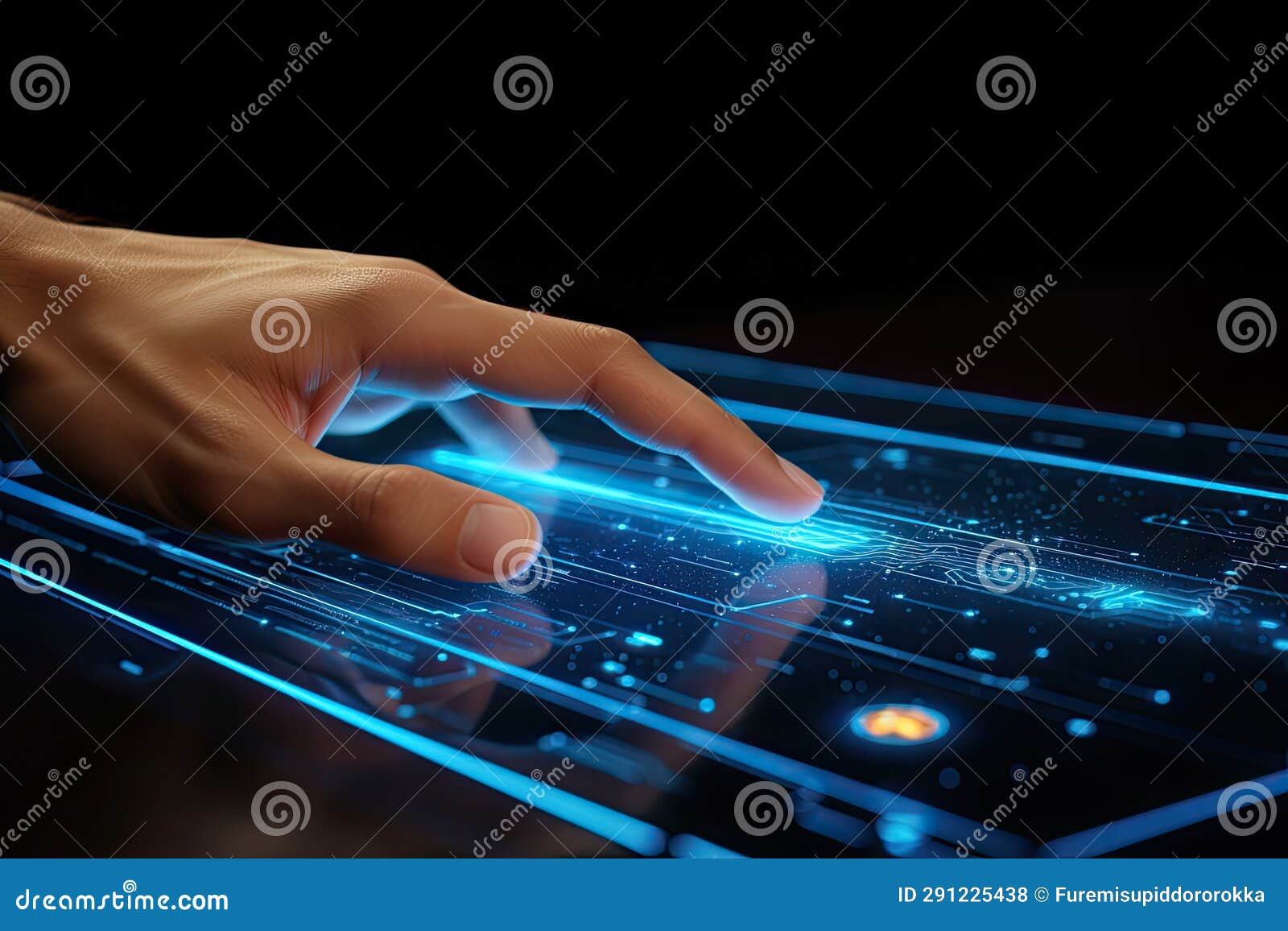 Hand Touching Touch Screen of High Tech Device Stock Illustration ...