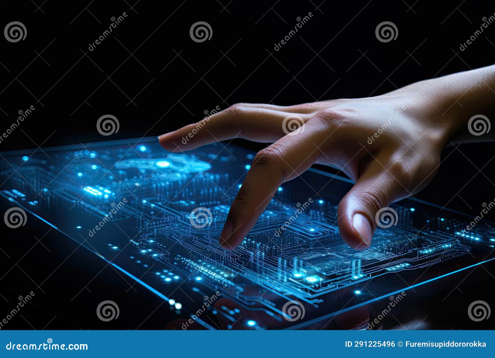 Hand Touching Touch Screen of High Tech Device Stock Illustration ...
