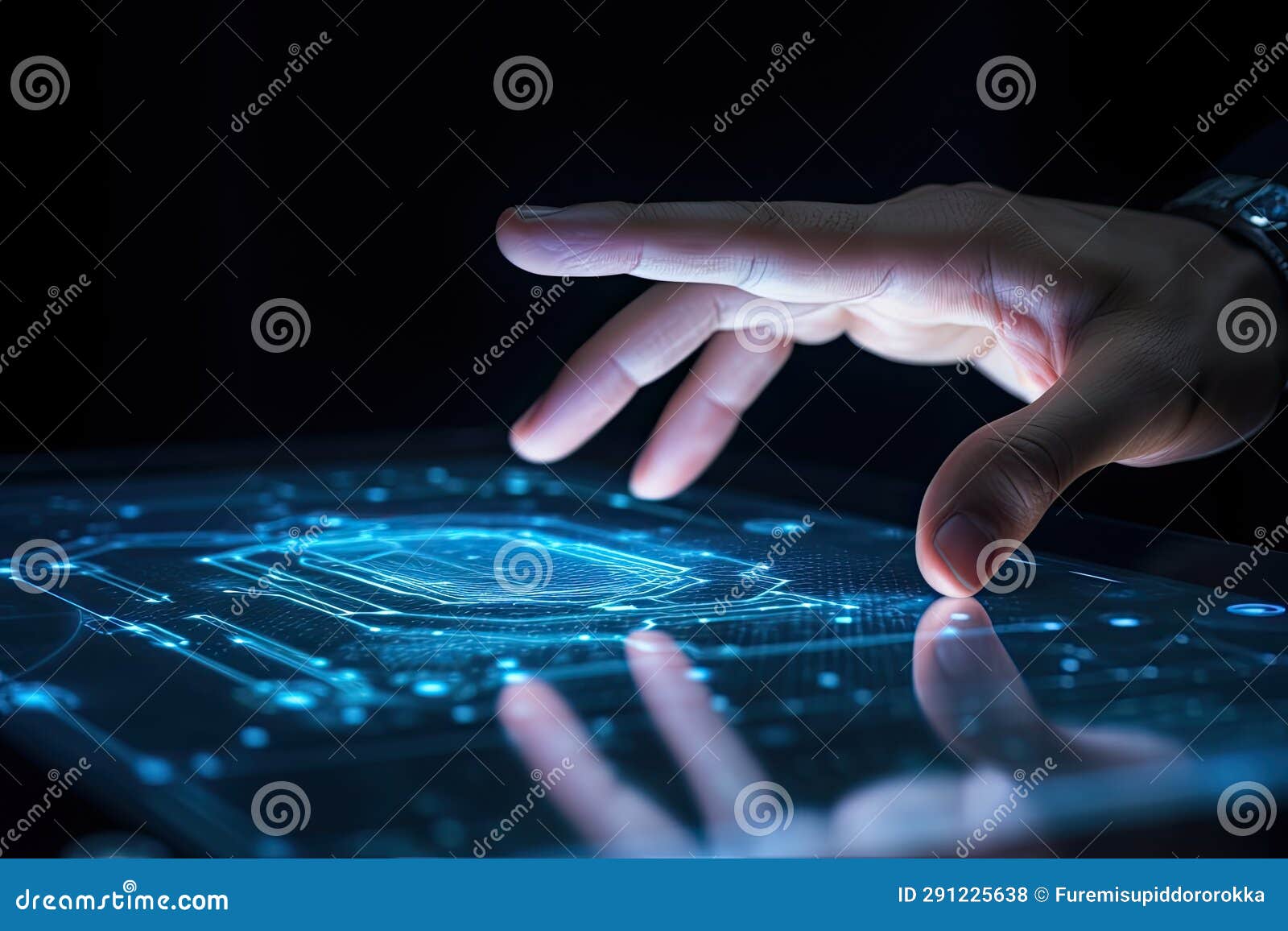 Hand Touching Touch Screen of High Tech Device Stock Illustration ...