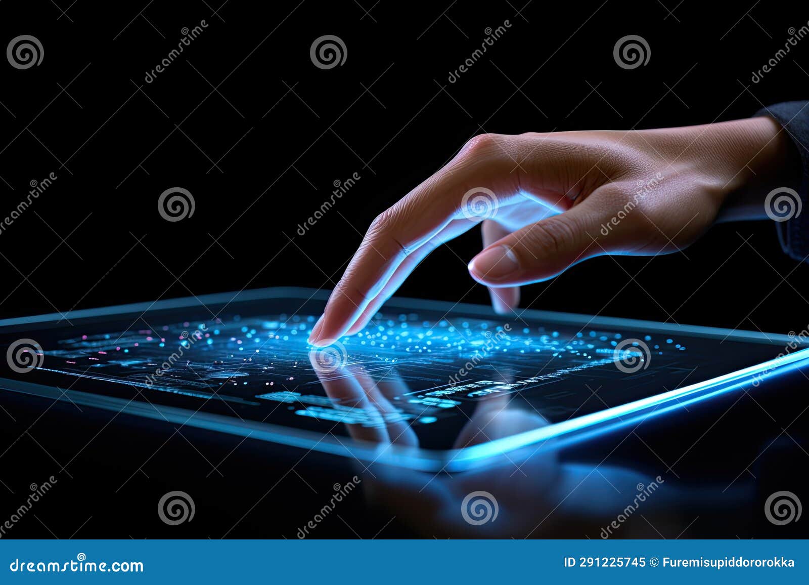 Hand Touching Touch Screen of High Tech Device Stock Illustration ...