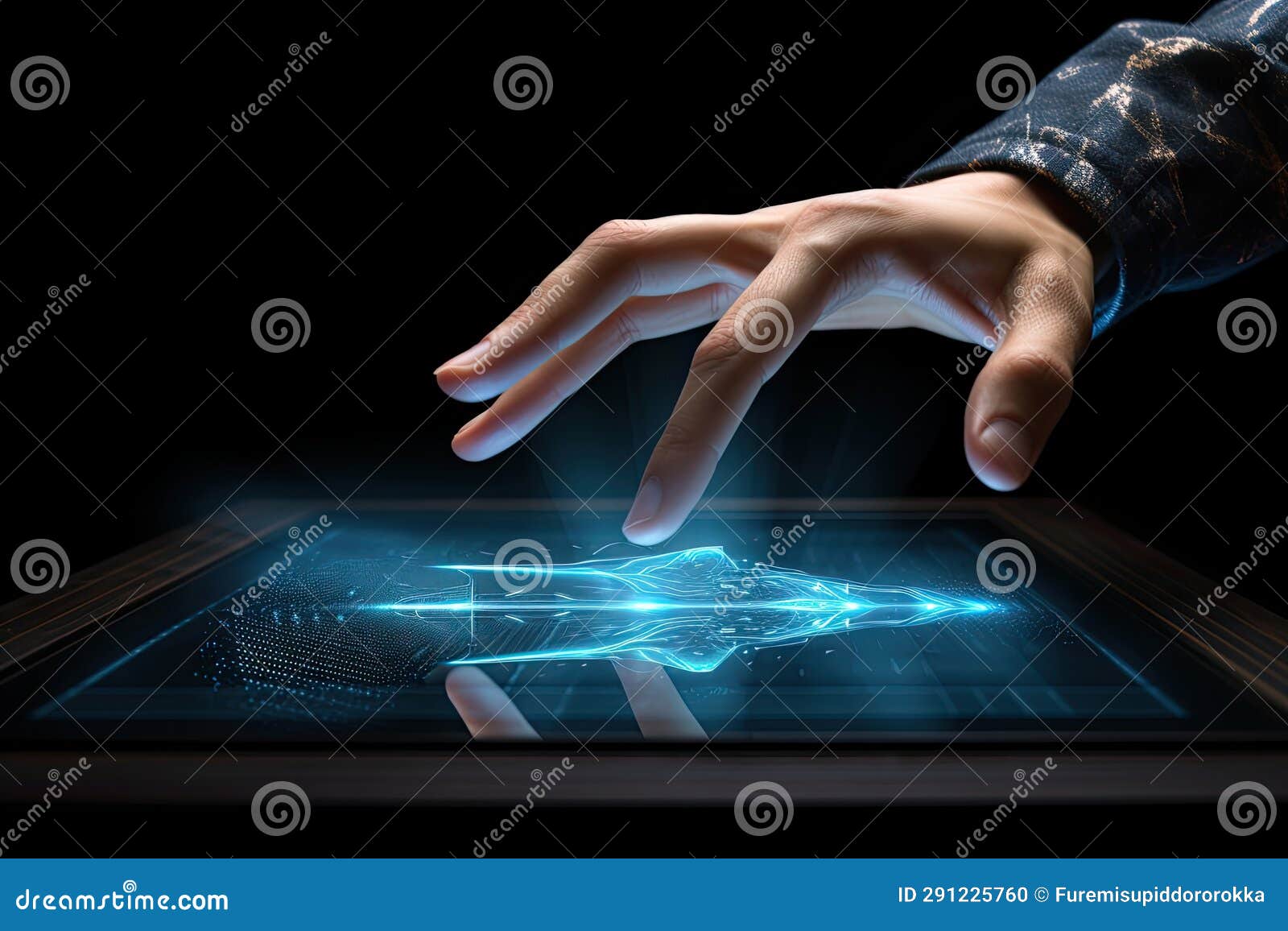 Hand Touching Touch Screen of High Tech Device Stock Illustration ...