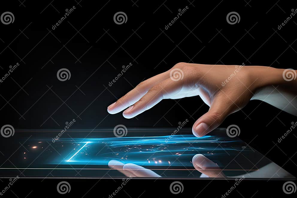 Hand Touching Touch Screen of High Tech Device Stock Illustration ...