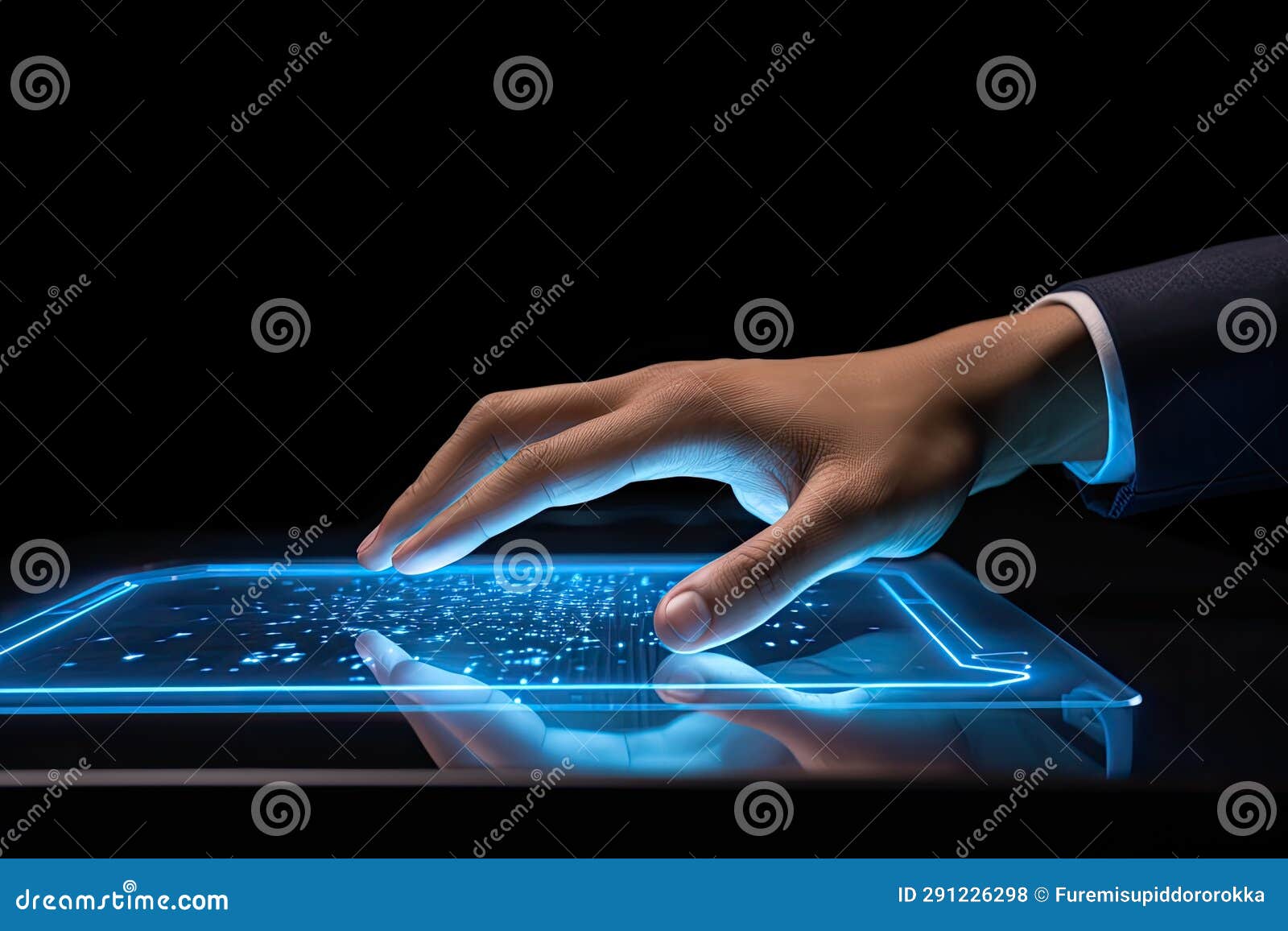 Hand Touching Touch Screen of High Tech Device Stock Illustration ...