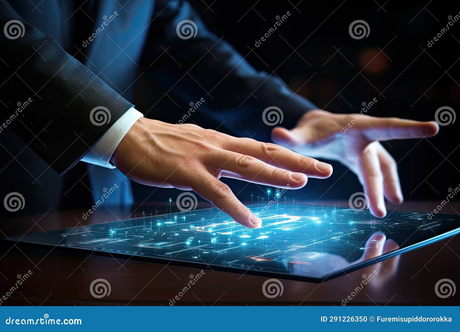 Hand Touching Touch Screen of High Tech Device Stock Illustration ...