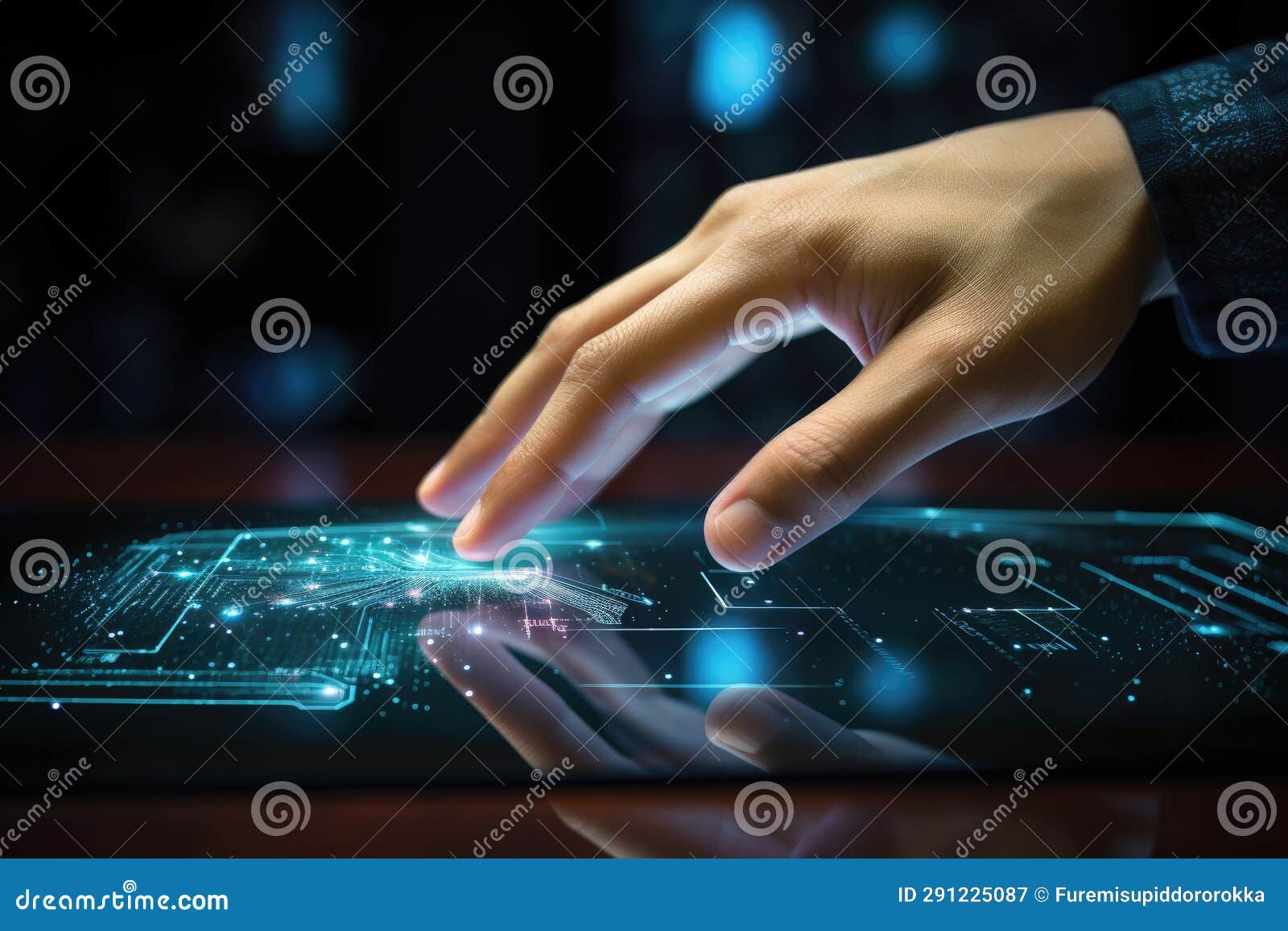 Hand Touching Touch Screen of High Tech Device Stock Illustration ...
