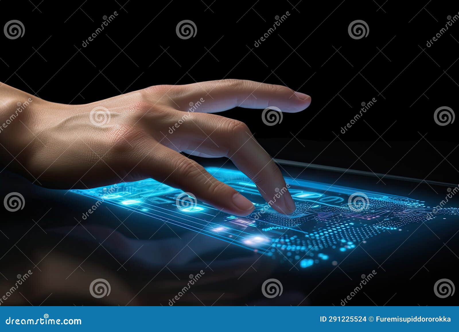 Hand Touching Touch Screen of High Tech Device Stock Illustration ...