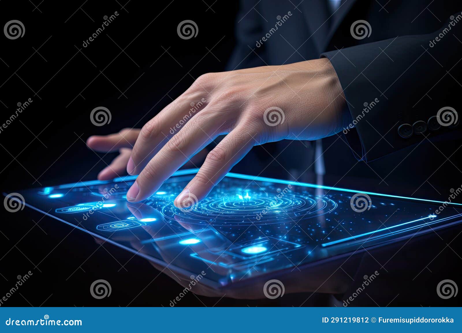 Hand Touching Touch Screen of High Tech Device Stock Illustration ...