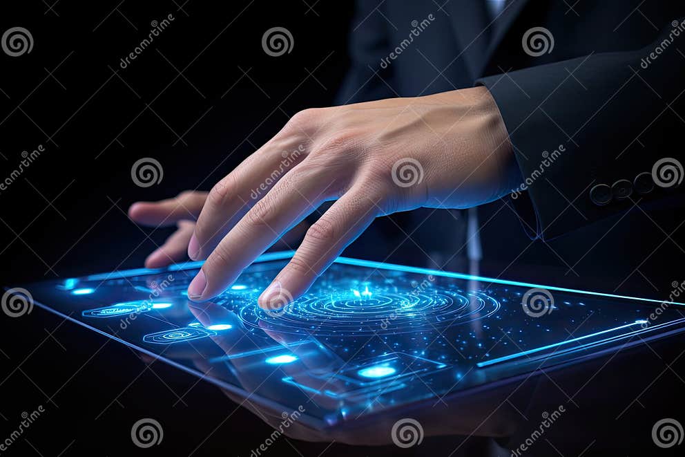 Hand Touching Touch Screen of High Tech Device Stock Illustration ...