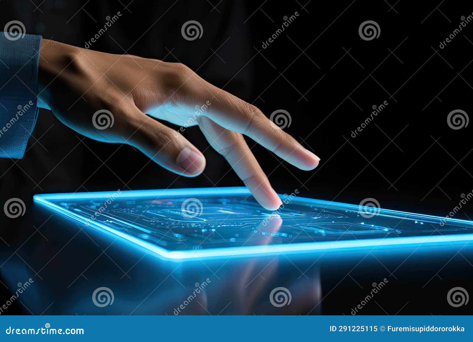 Hand Touching Touch Screen of High Tech Device Stock Illustration ...