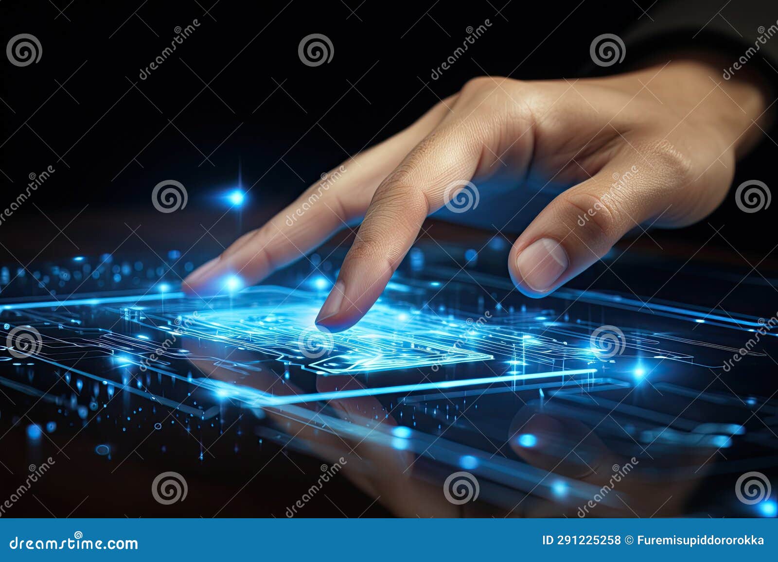 Hand Touching Touch Screen of High Tech Device Stock Illustration ...