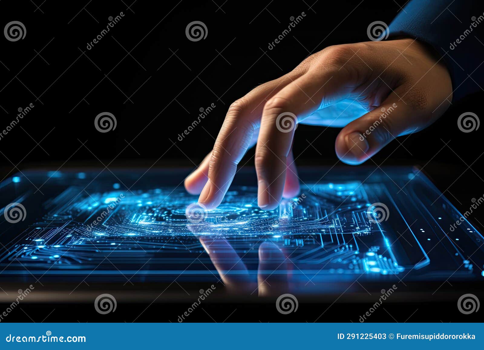 Hand Touching Touch Screen of High Tech Device Stock Illustration ...
