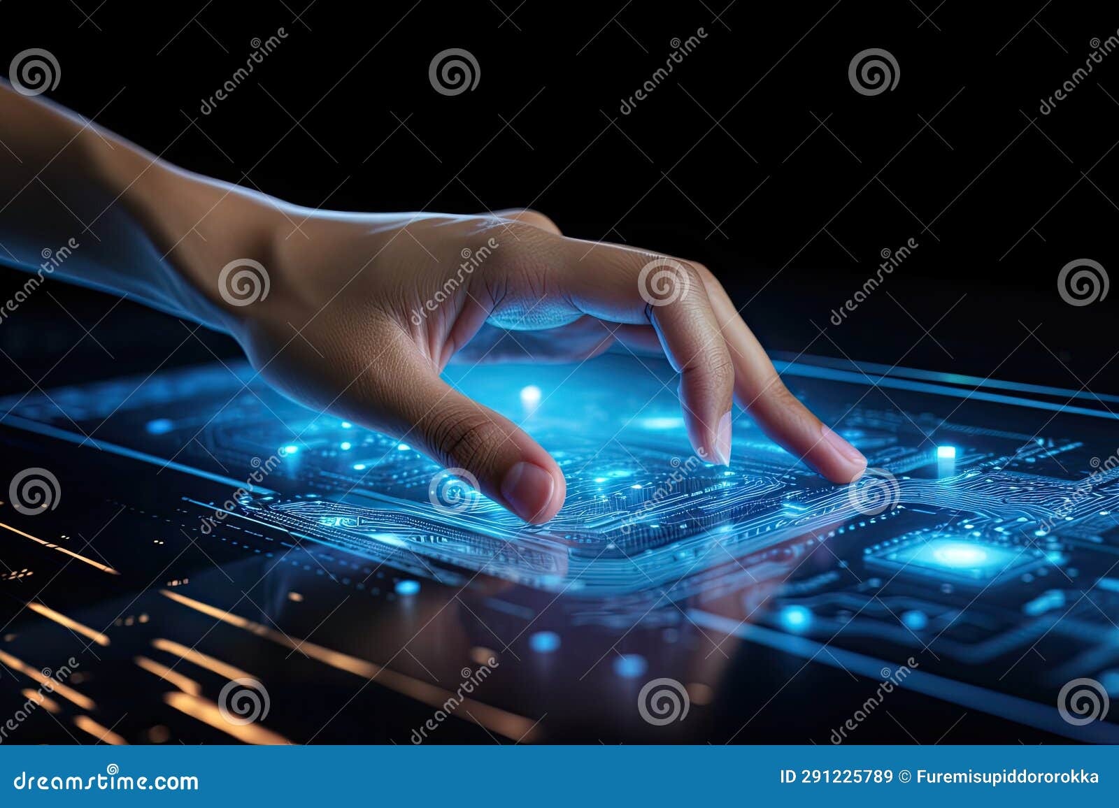 Hand Touching Touch Screen of High Tech Device Stock Illustration ...