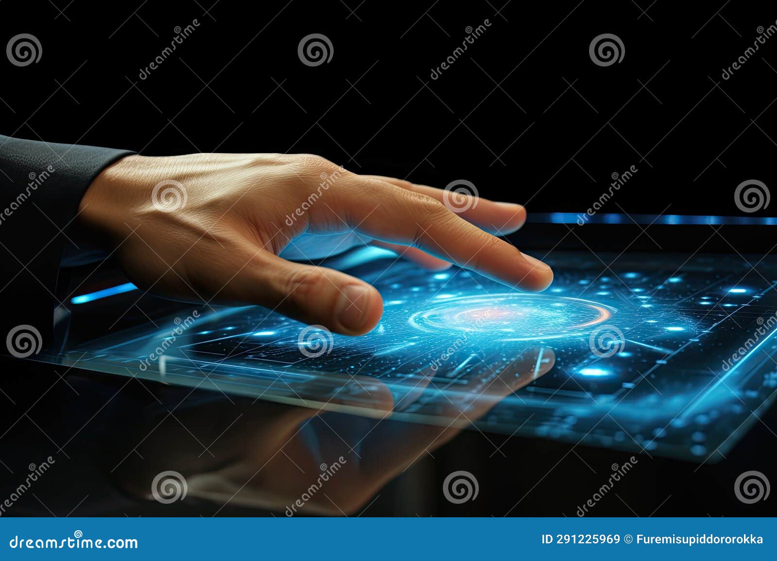 Hand Touching Touch Screen of High Tech Device Stock Illustration ...