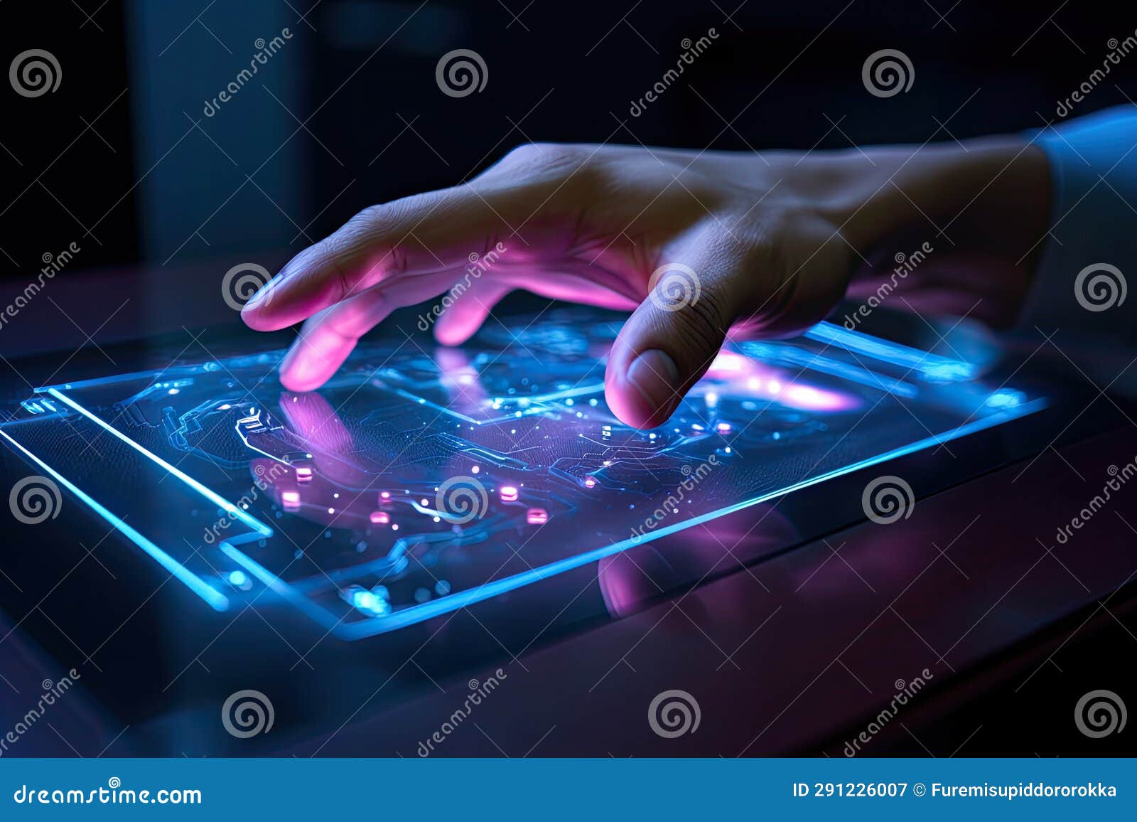 Hand Touching Touch Screen of High Tech Device Stock Illustration ...