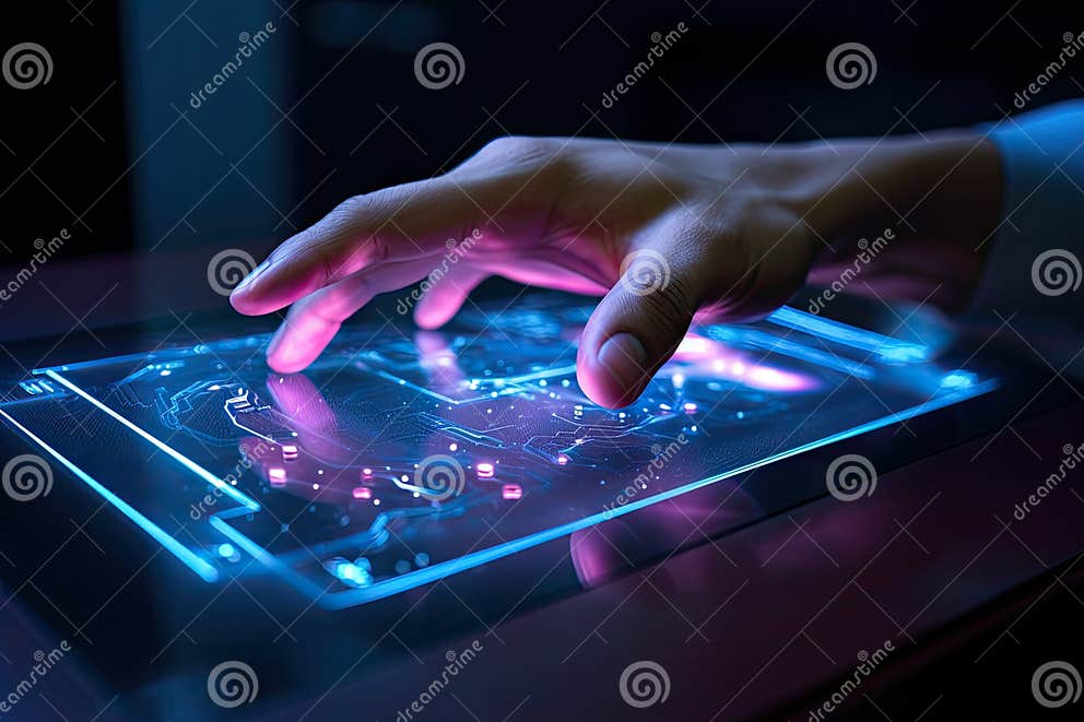 Hand Touching Touch Screen of High Tech Device Stock Illustration ...