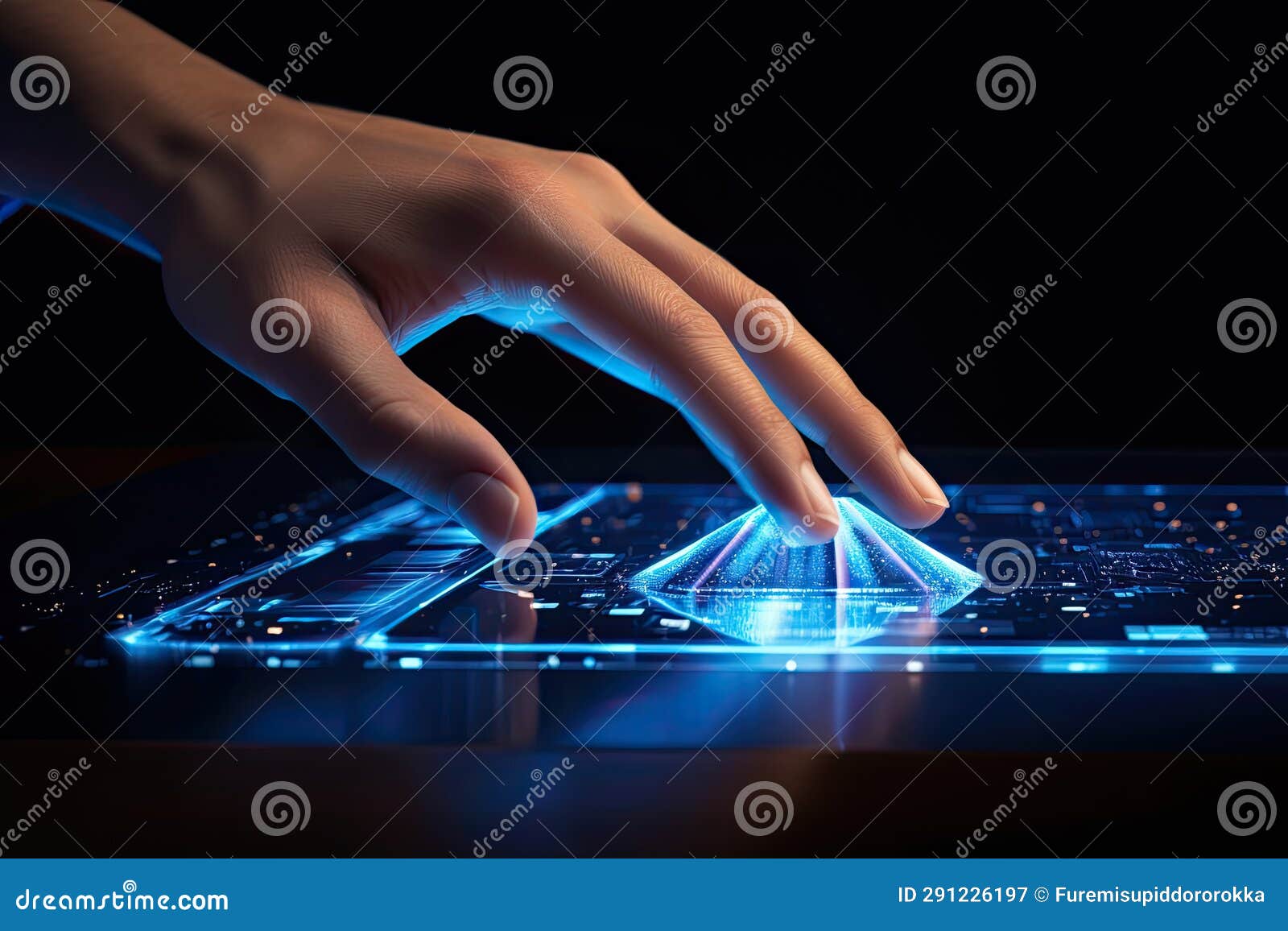 Hand Touching Touch Screen of High Tech Device Stock Illustration ...