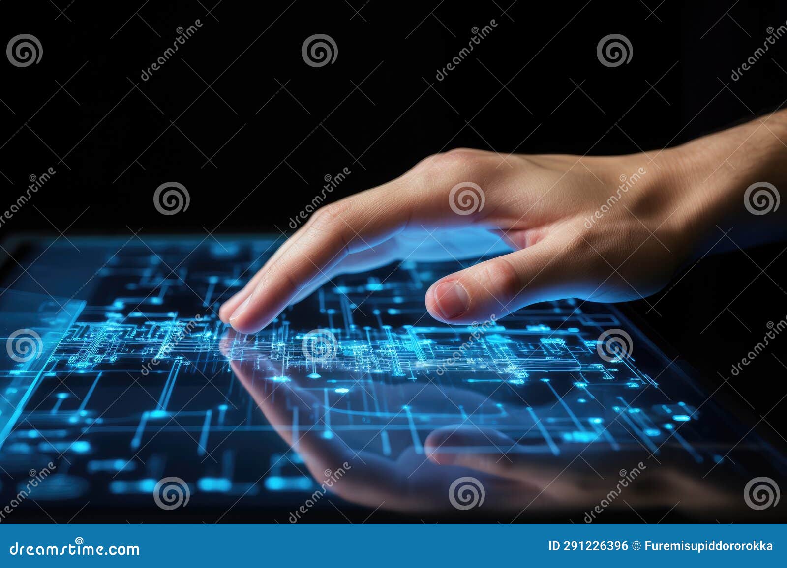 Hand Touching Touch Screen of High Tech Device Stock Illustration ...