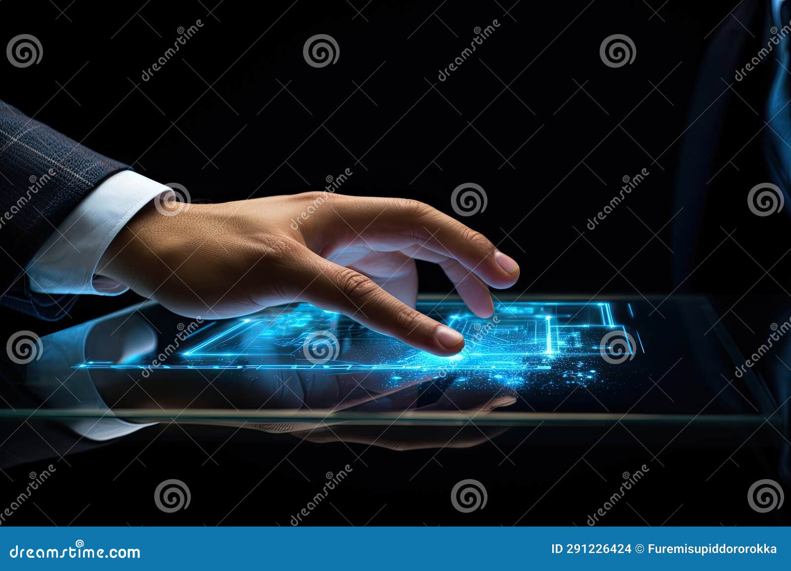 Hand Touching Touch Screen of High Tech Device Stock Illustration ...