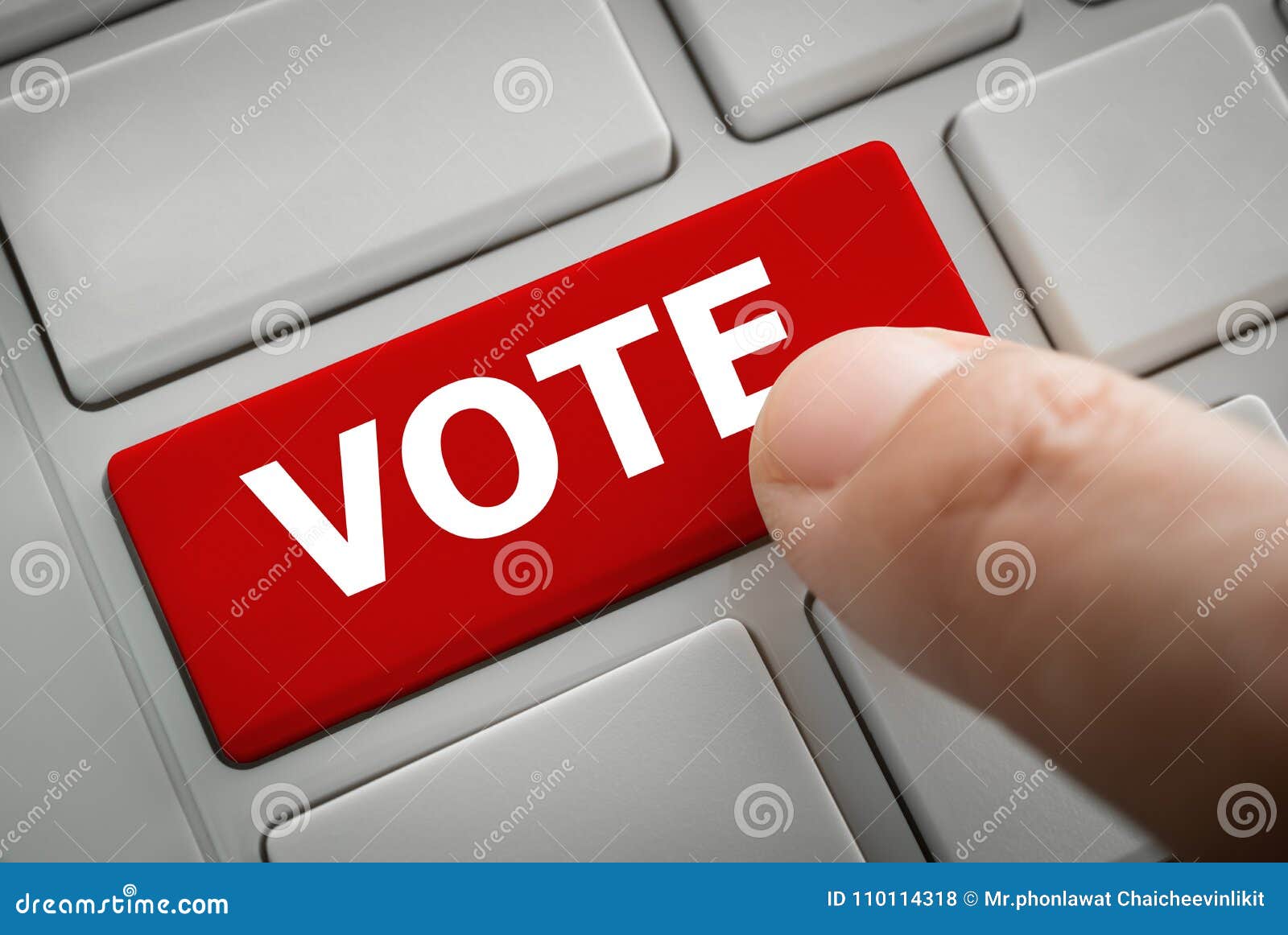 Hand Touching the Vote Button Stock Photo - Image of casting, election ...