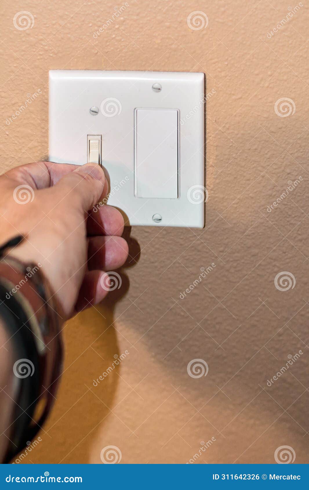 Hand Pressing a Light Switch Stock Photo - Image of human, real: 311642326