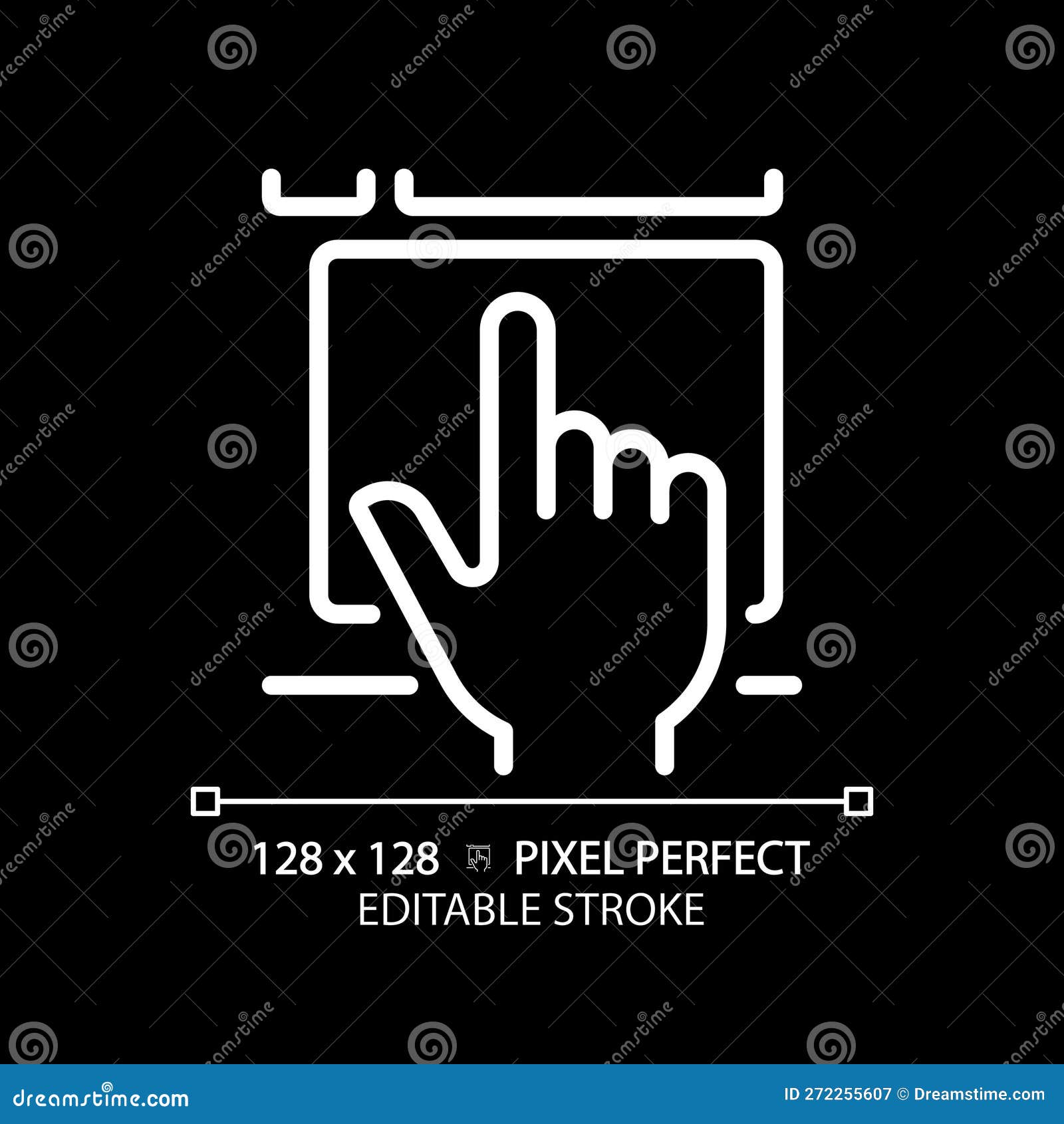 Hand with Touchpad Pixel Perfect White Linear Icon for Dark Theme Stock ...