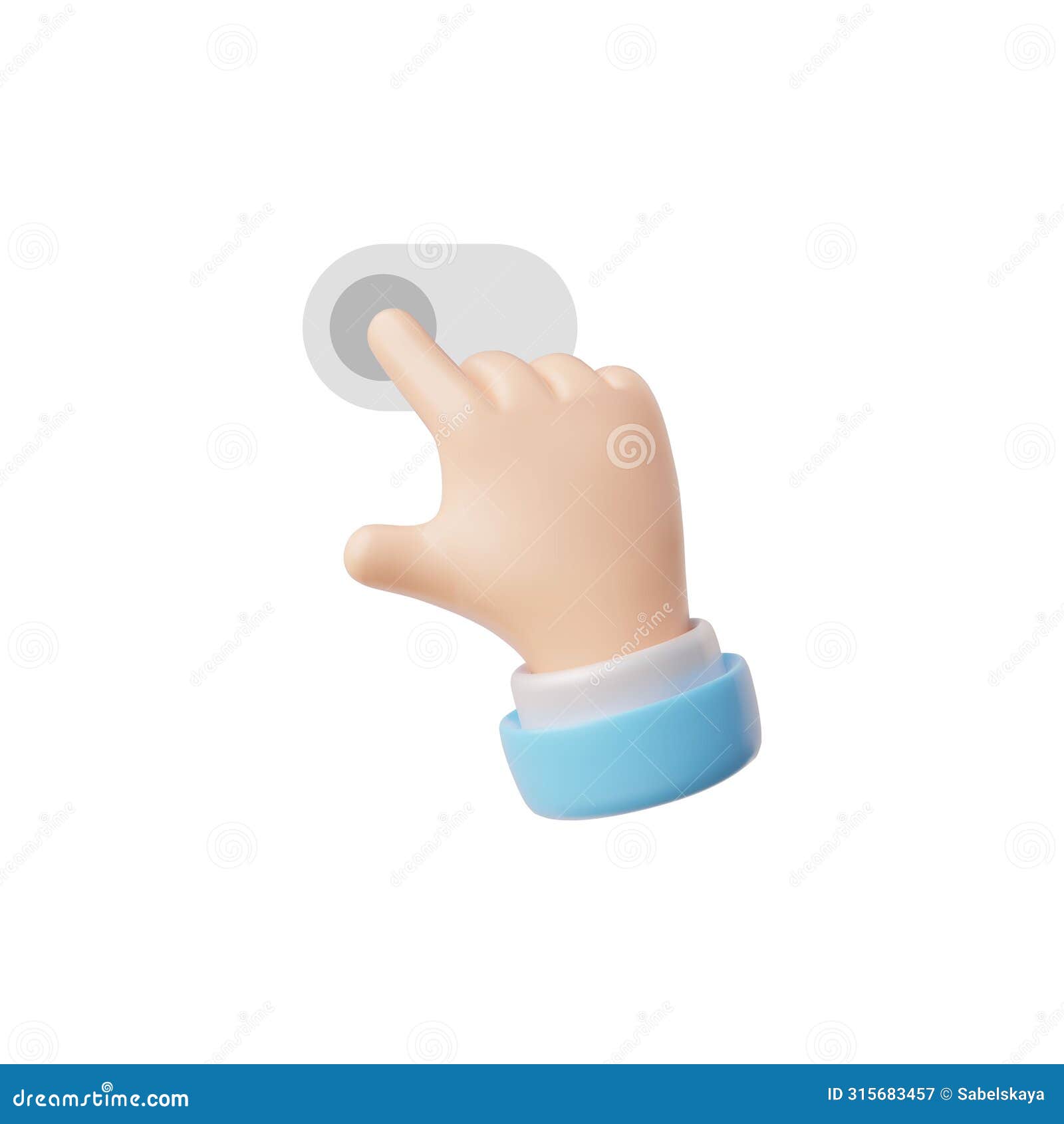 Hand Touchscreen Gesture Vector 3D Icon, Hand Index Finger Swipe Action ...