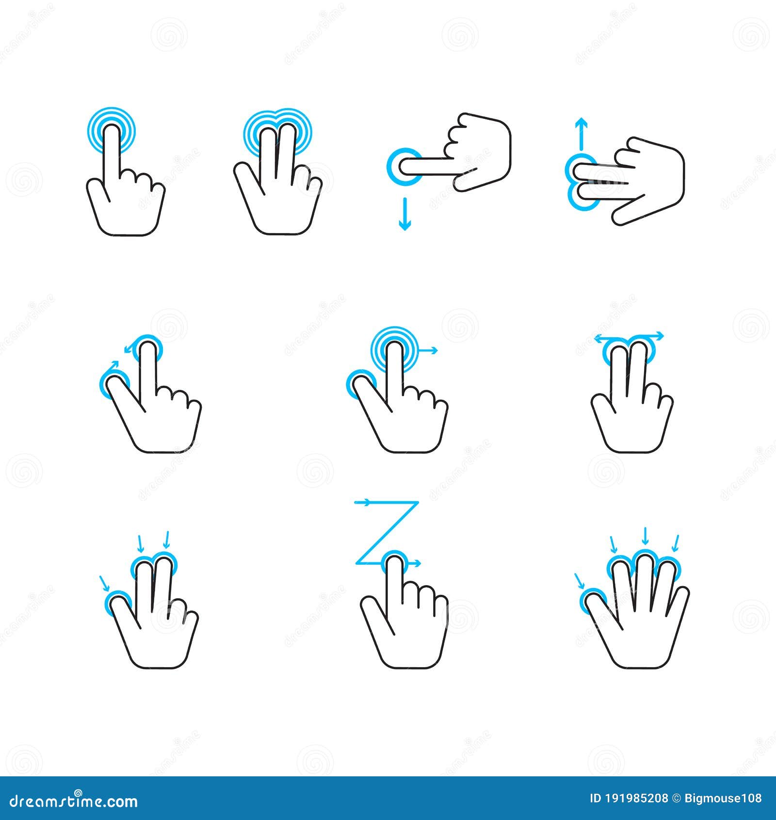 Touchscreen Gestures. Hands On Smartphone And Tablet Multi Touch Screen ...