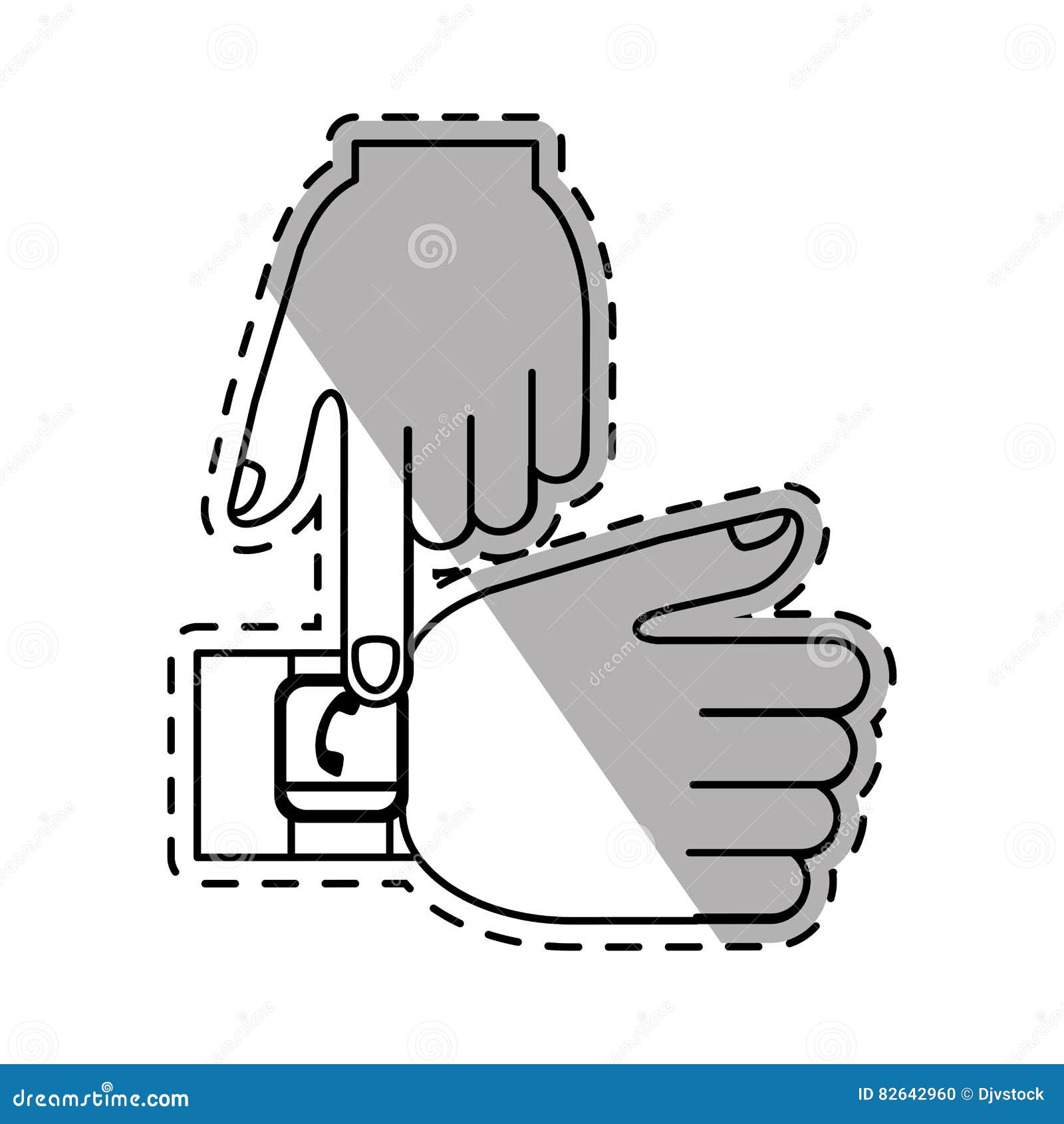 Hand Touchscreen Smart Watch Wearable Style Shadow Stock Illustration ...